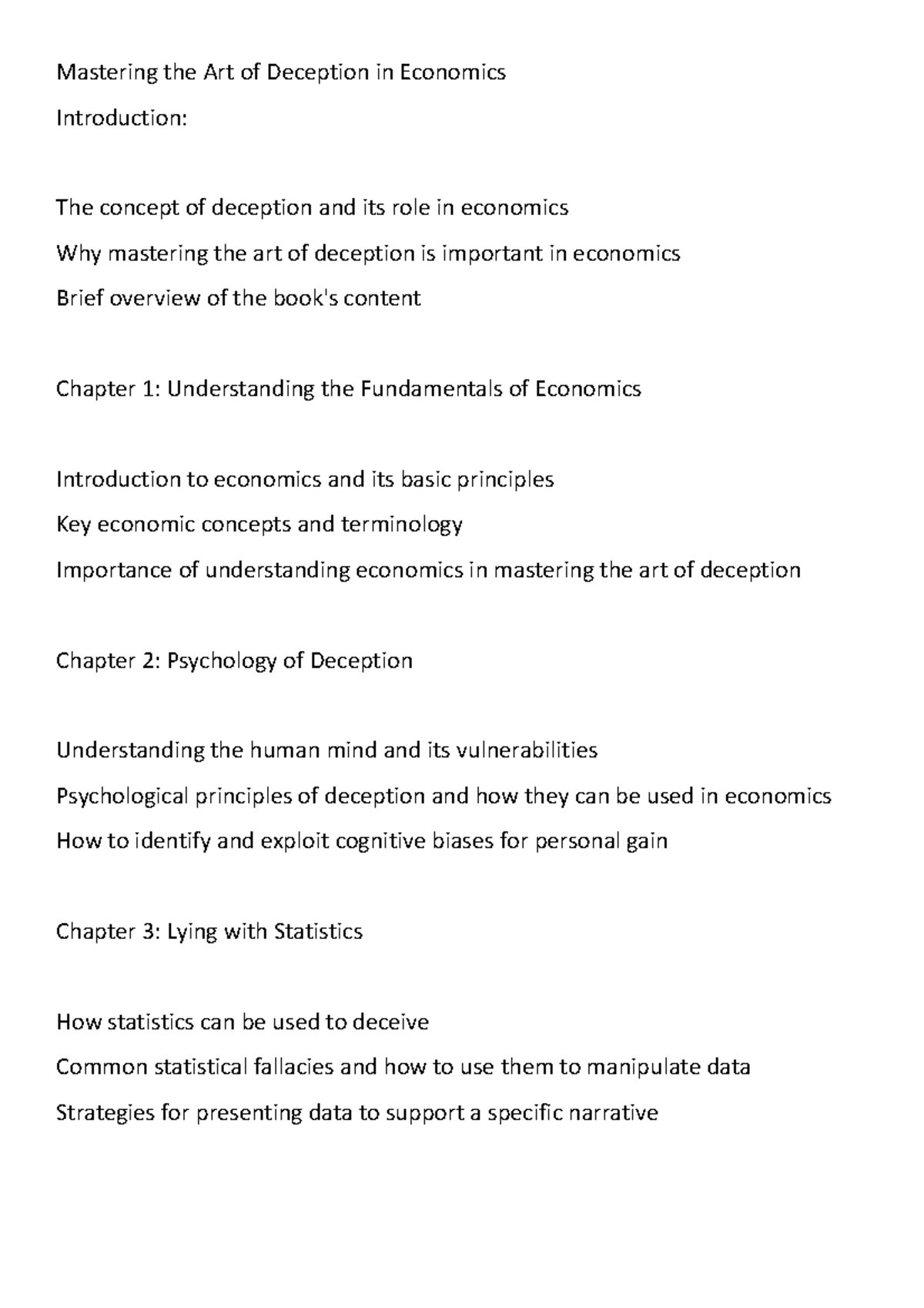 Deception in Economics - To master the art of deception in economics ...