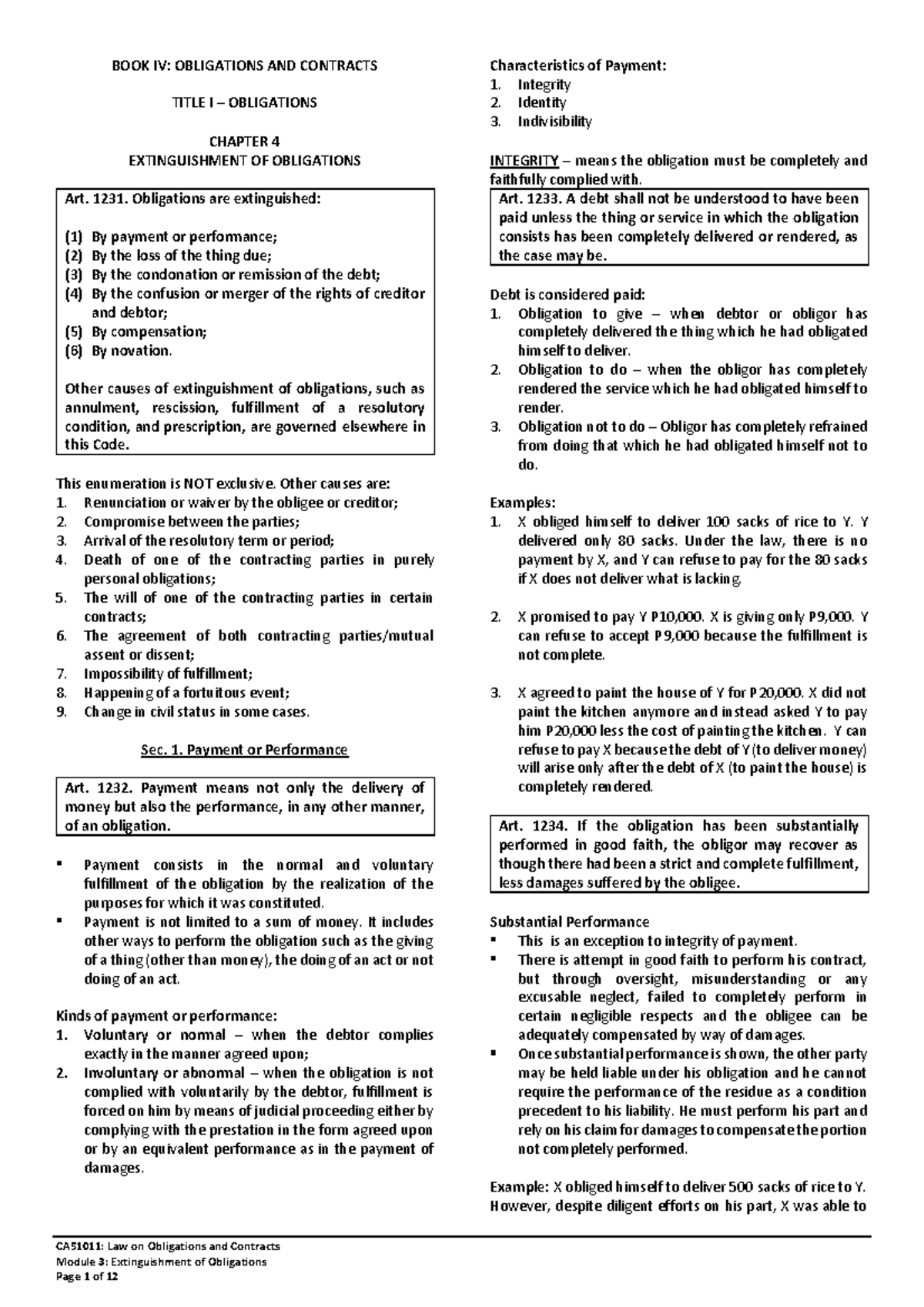 CA51011 Module-3 Extinguishment-of-Obligations - Warning: TT: undefined function: 32 Warning: TT ...