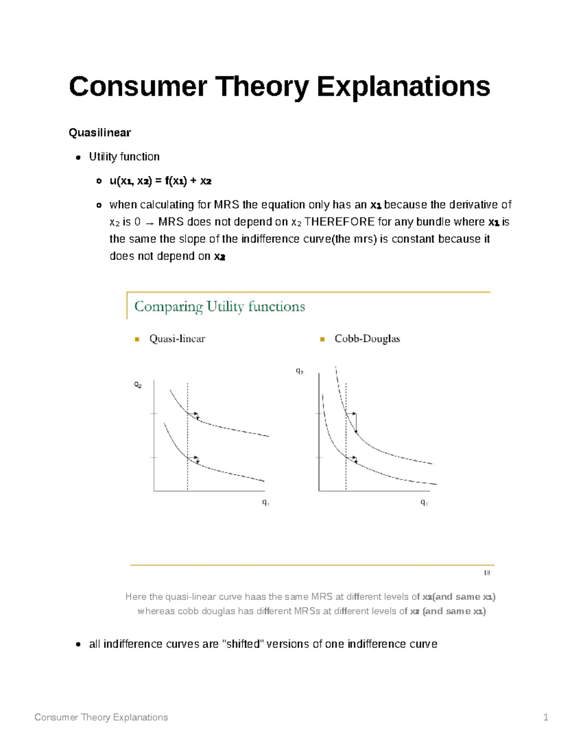 Consumer Theory Explanations - Consumer Theory Explanations Quasilinear ...