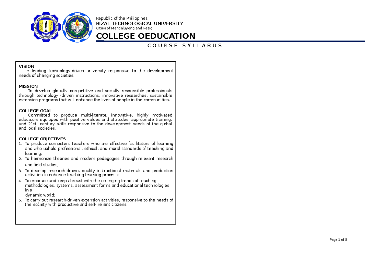 Living IN THE IT ERA Syllabus - C O U R S E S Y L L A B U S VISION A ...