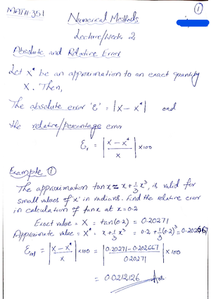 Lecture 1 NM - lec 1 - Numerical Methods - NUST - Studocu