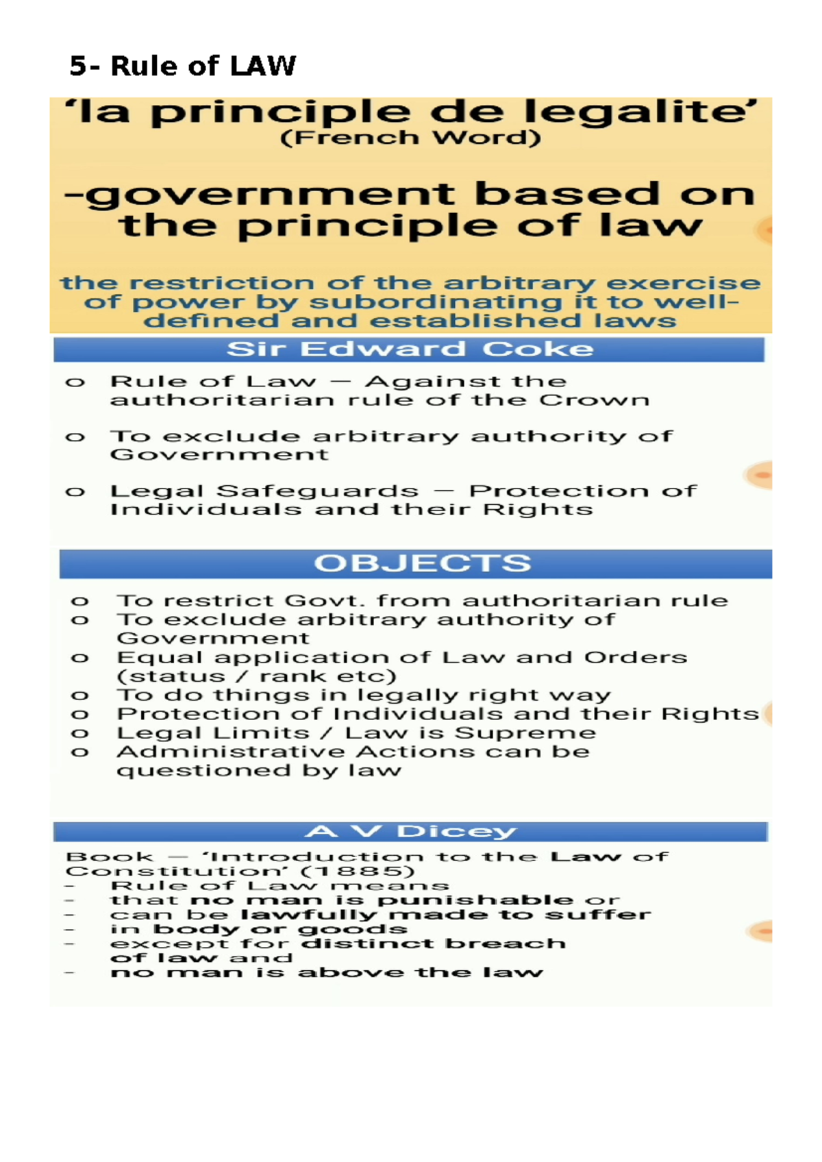 KSLU exam notes on Rule of Law. Key points - Rule of LAW principle de ...