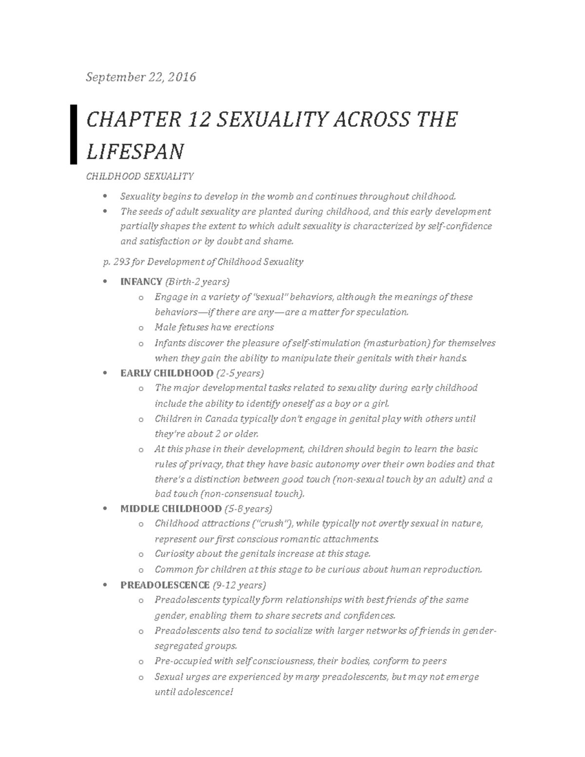 Ch. 12 Sexuality Across the Lifespan - September 22, 2016 CHAPTER 12 ...