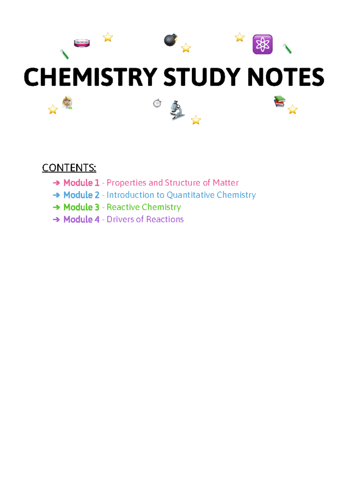 Chemistry Revision - CONTENTS: Module 1 - Properties and Structure of ...
