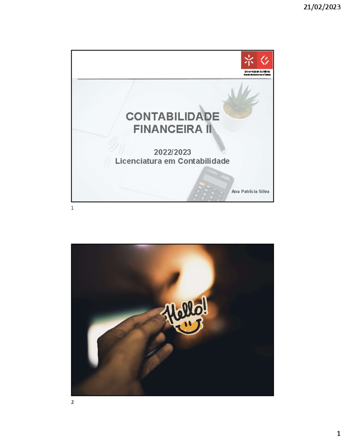 Apresentação CFII 2022 2023 - Universidade do Minho Escola de Economia ...