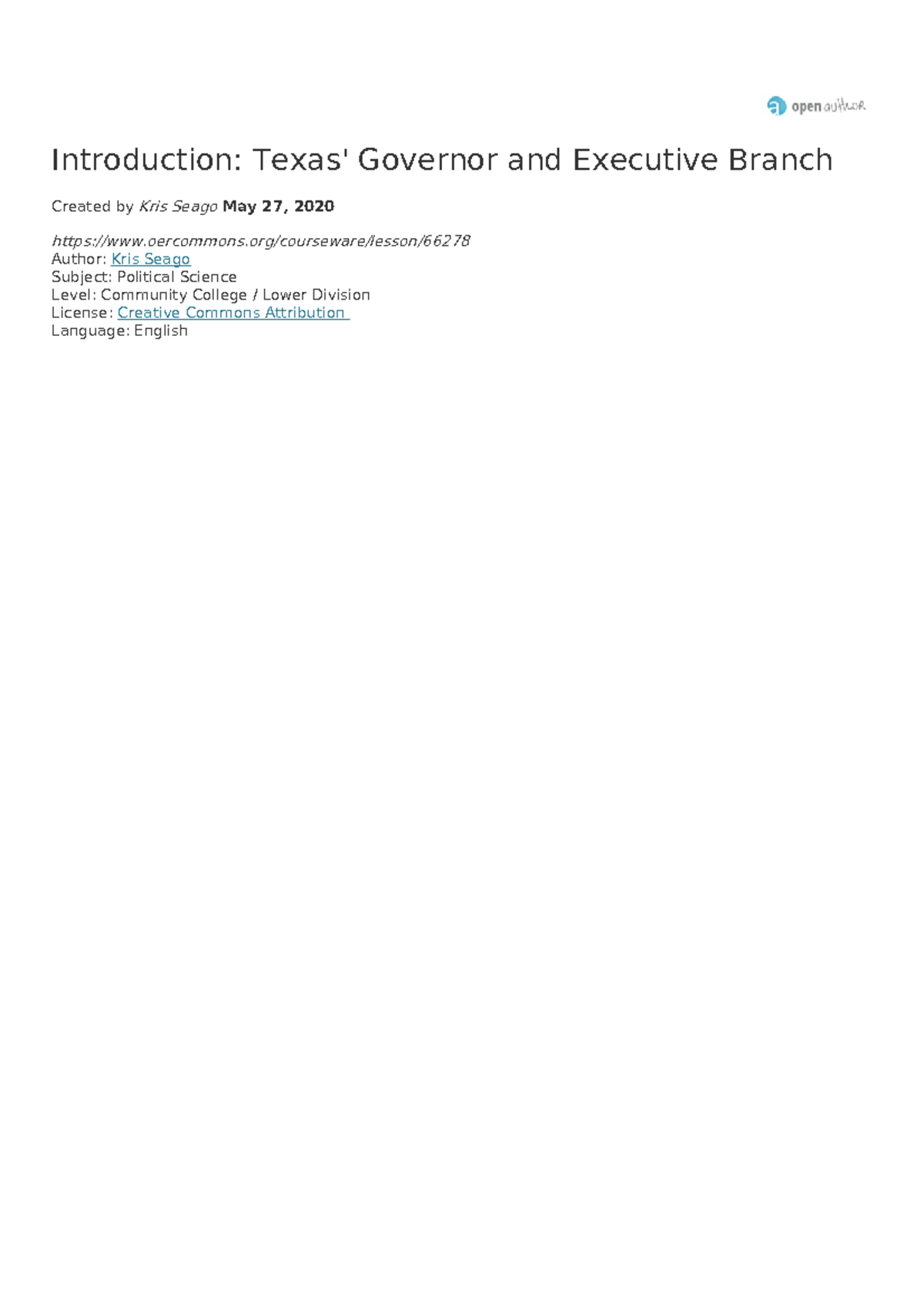 1 Introduction-Texas-Governor-and-Executive-Branch - GOVT-2306 - ACC ...