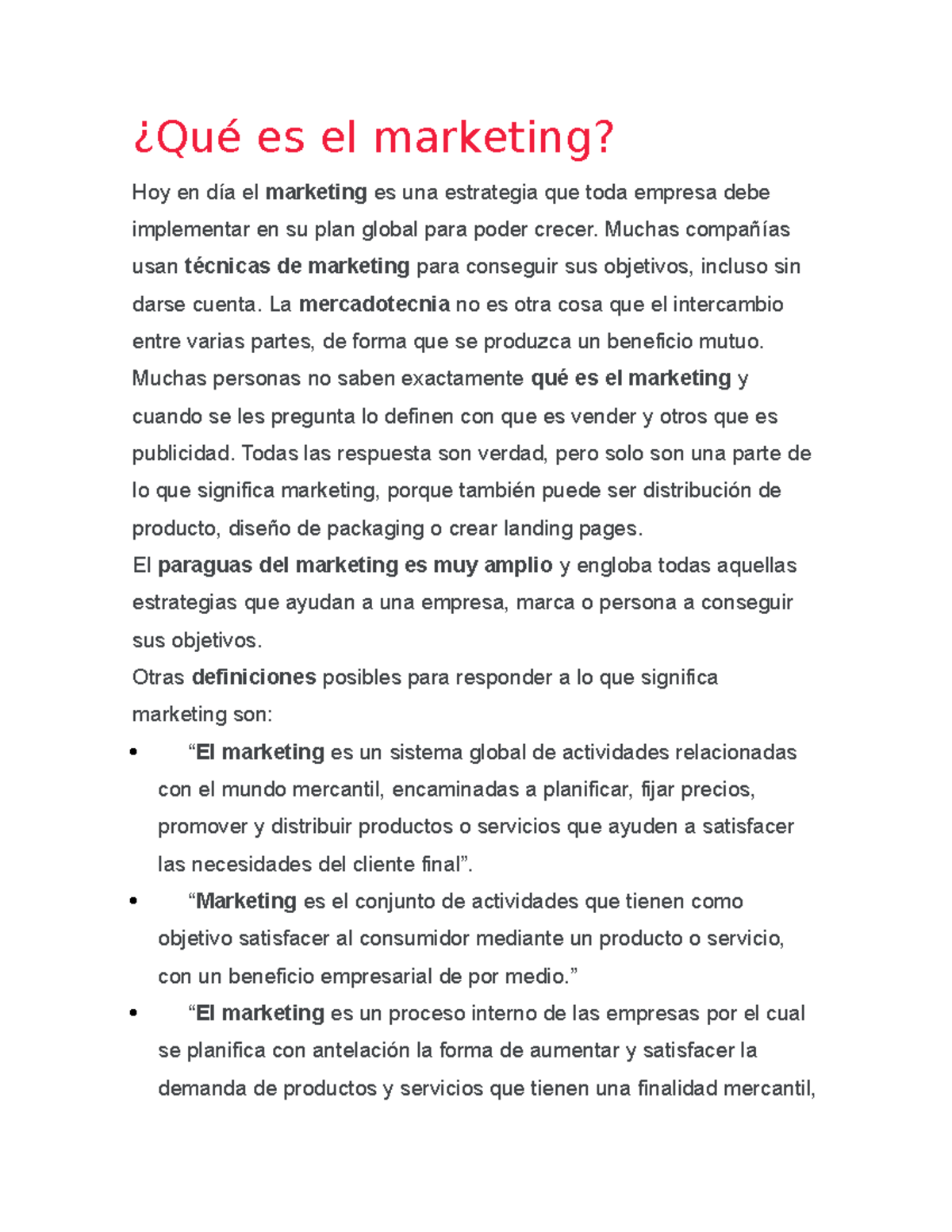 Qué es el marketing - ¿Qué es el marketing? Hoy en día el marketing es ...