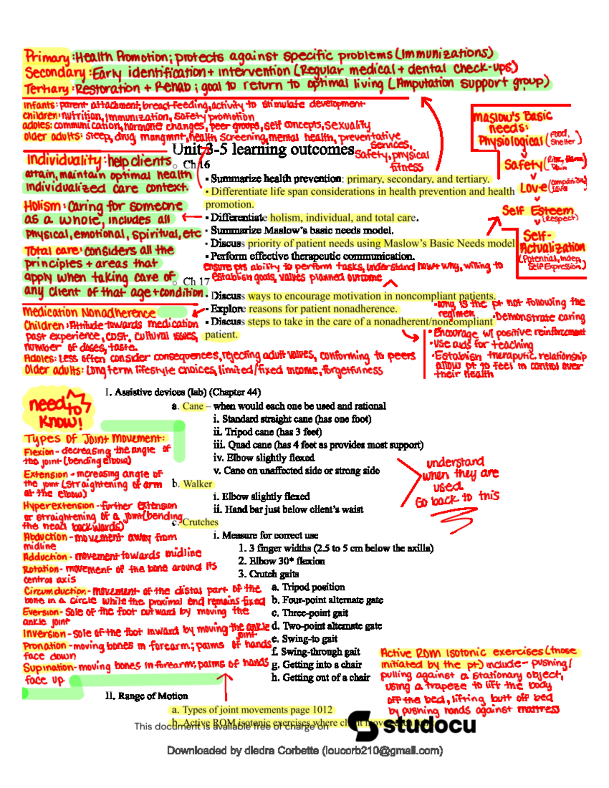Unit 3, 4 and 5 - NUR155 - Studocu