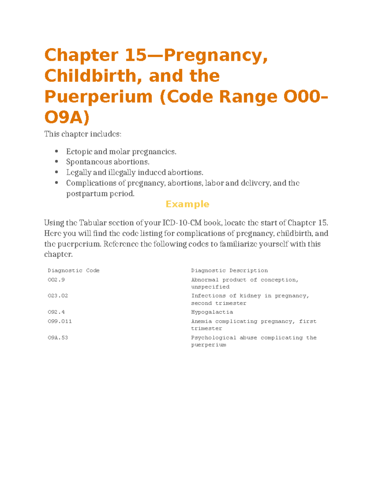 Tabular list ex 5 - Chapter 15—Pregnancy, Childbirth, and the ...