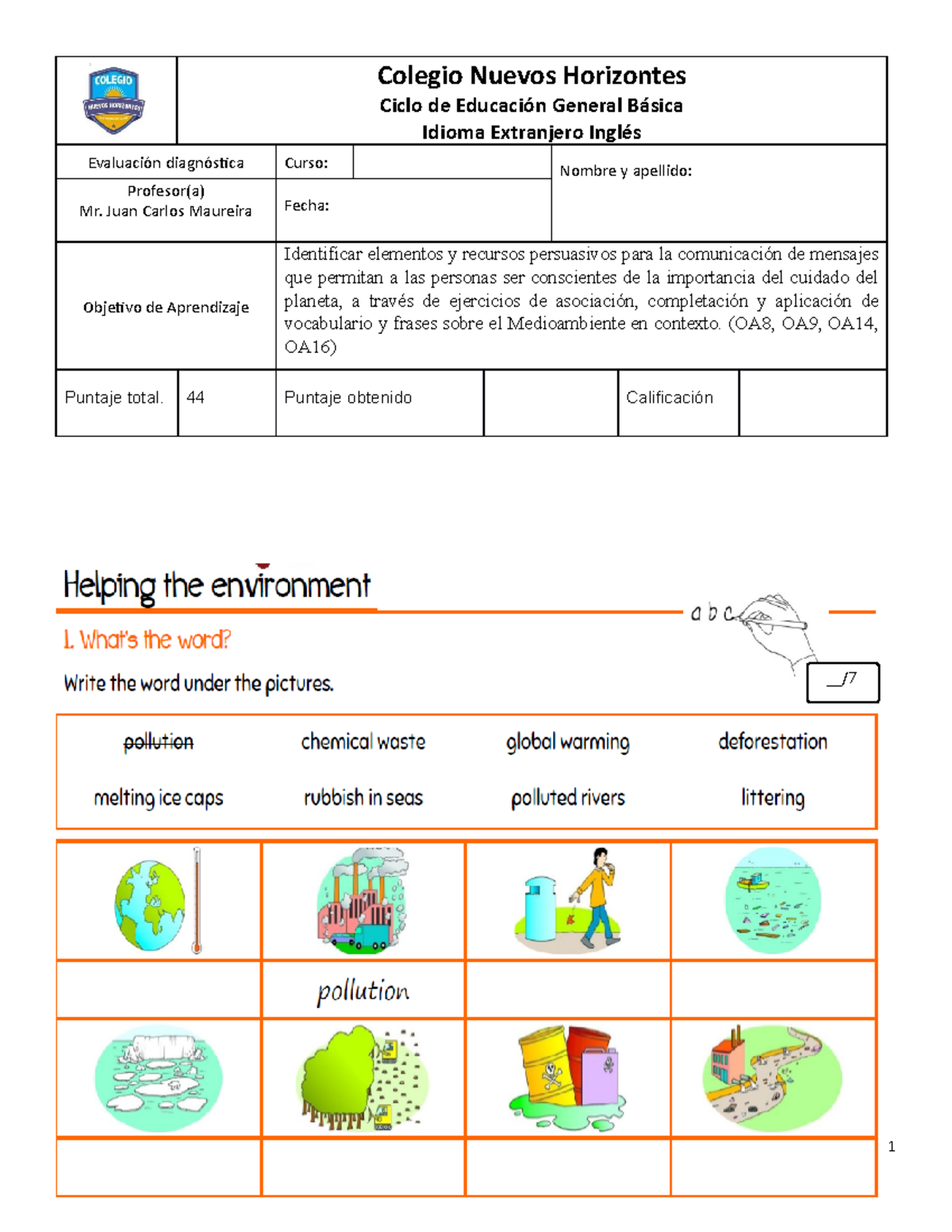 Guia lesson 2 - 7° básico - Unit Green Issues ABP - Colegio Nuevos ...