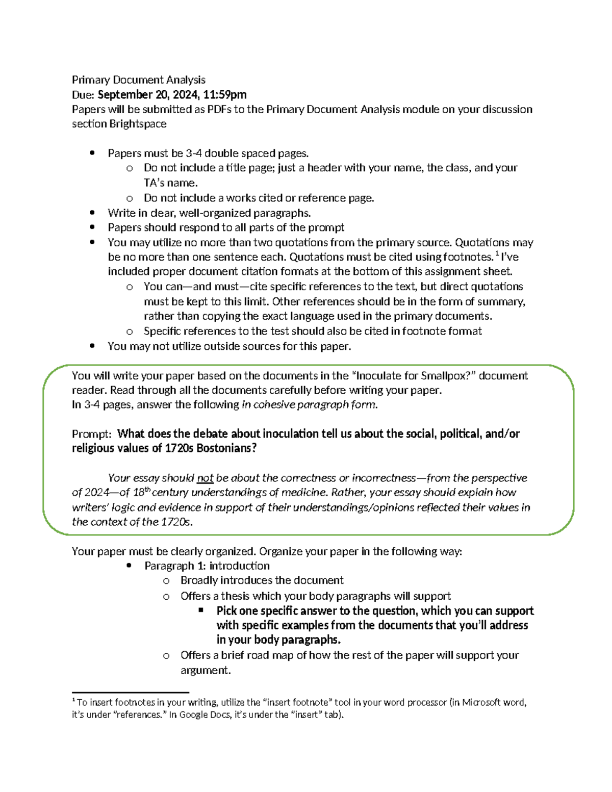 Primary document analysis fall 24 - Primary Document Analysis Due ...
