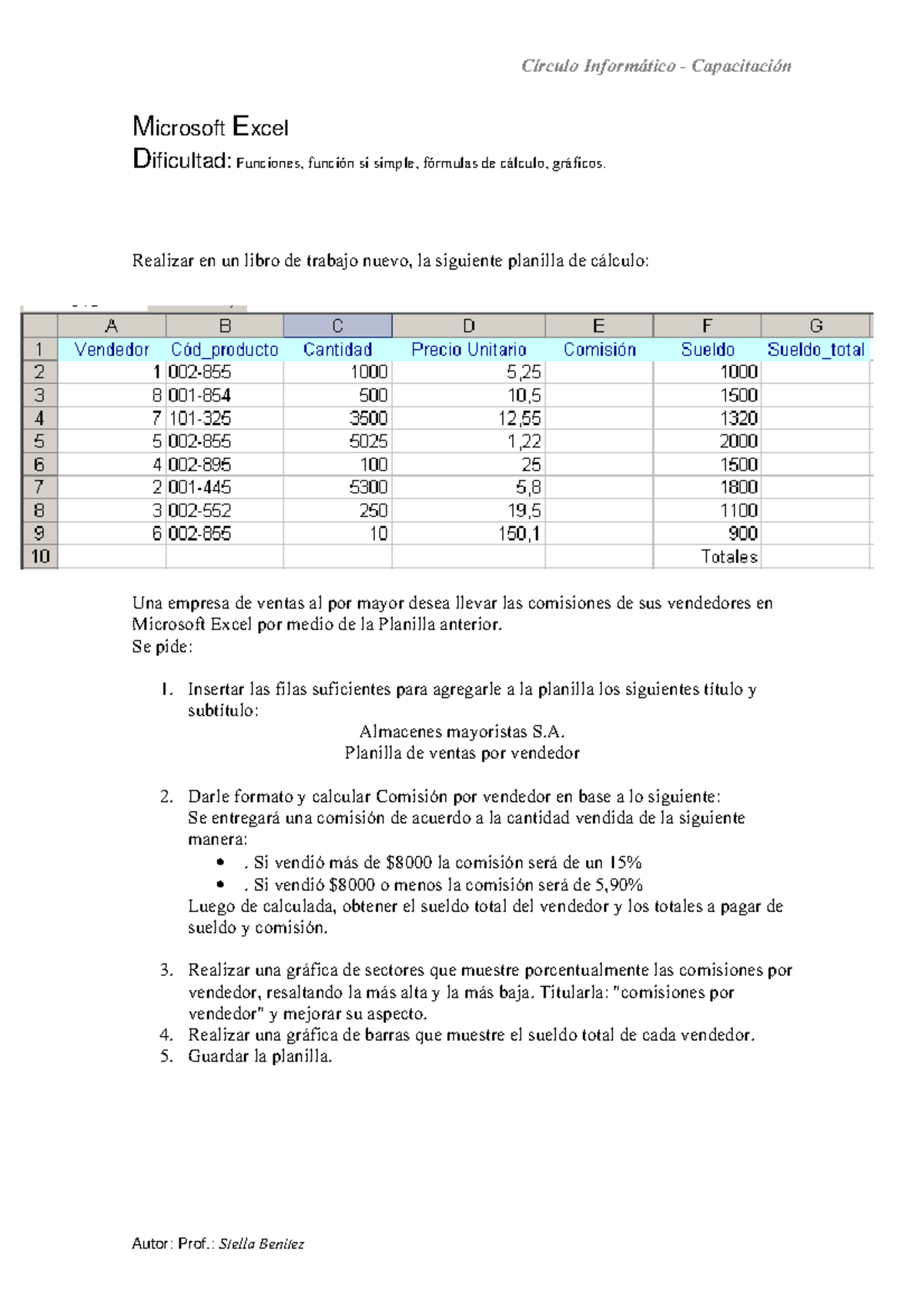 practica numero 8 de excel basico de informatica 2 - Círculo ...