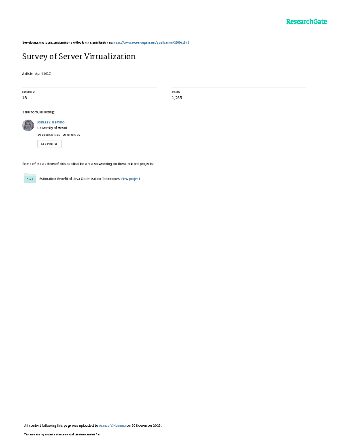 Surveyof Server Virtualization - See discussions, stats, and author profiles for this ...