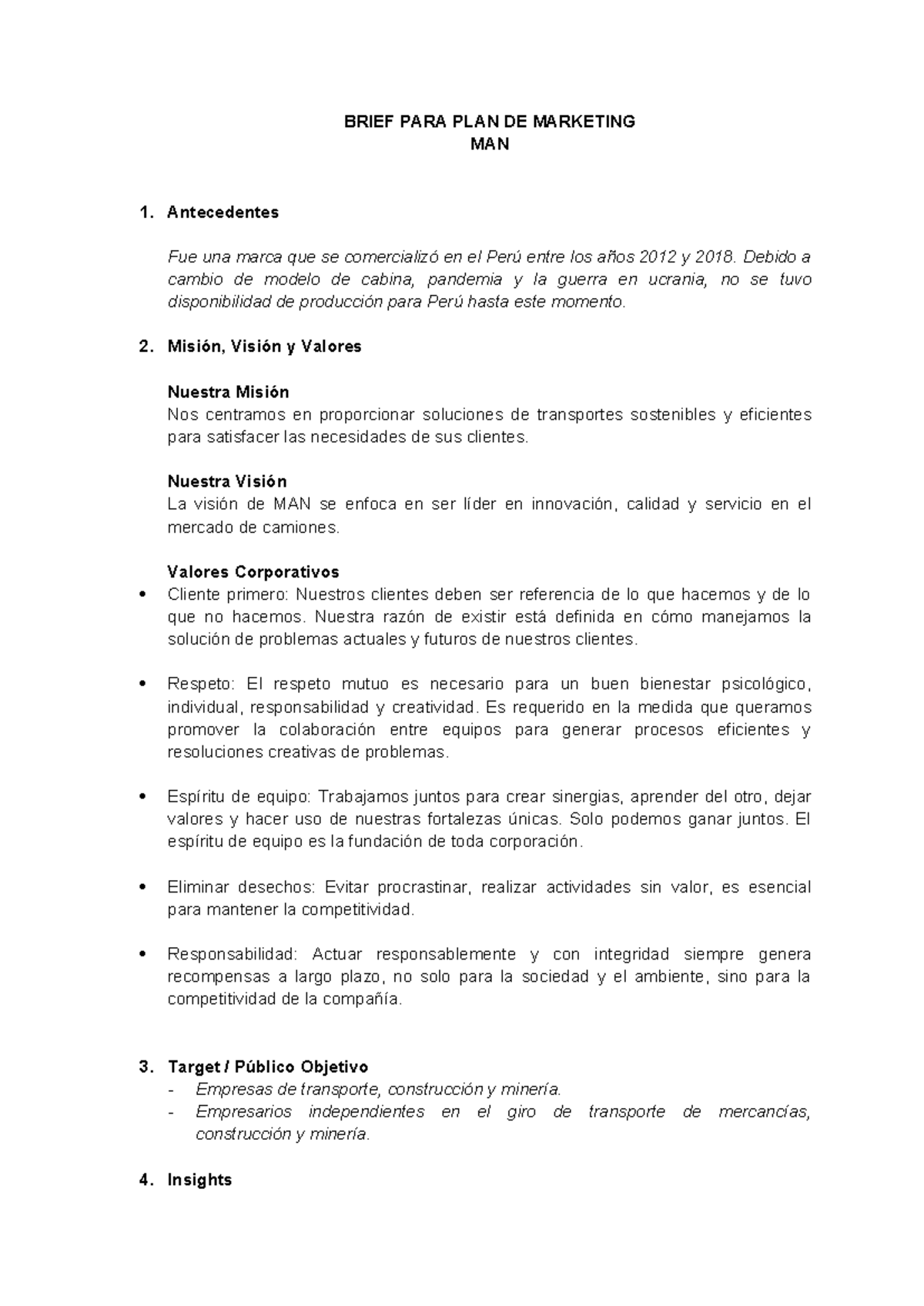 Brief MAN - asfasfasfas - BRIEF PARA PLAN DE MARKETING MAN Antecedentes ...