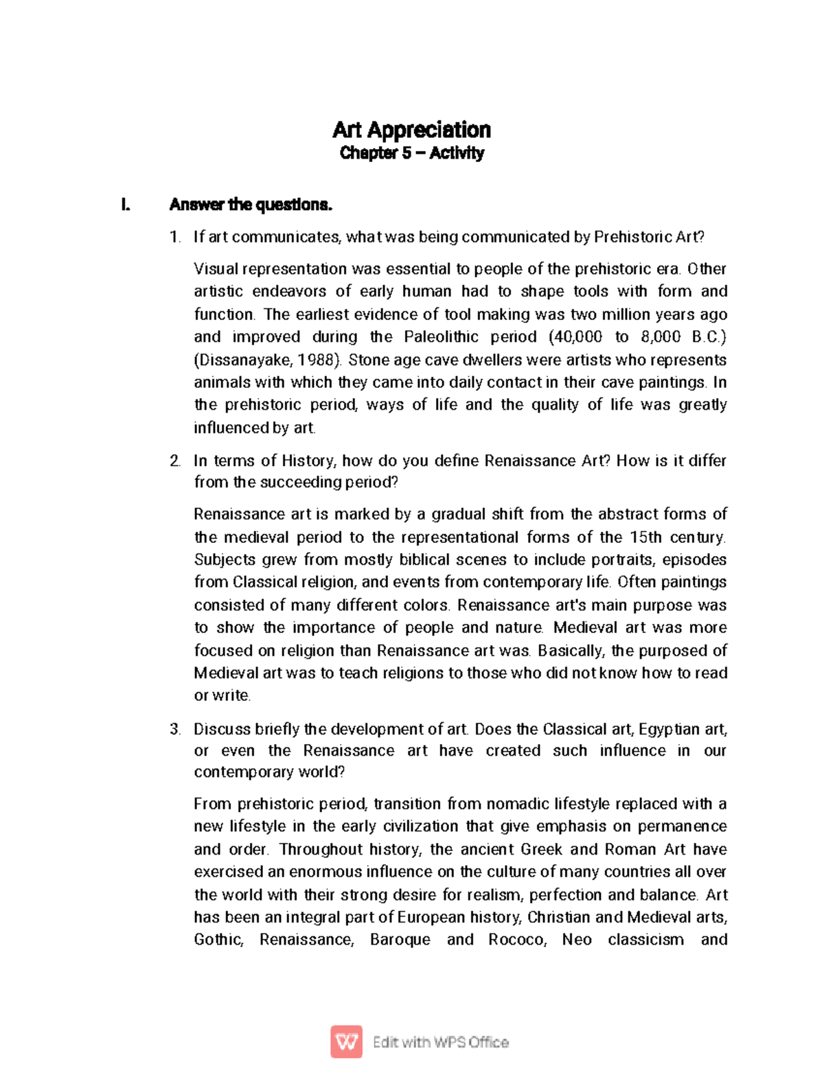 Chapter-5-Activity - Essay - Art Appreciation Chapter 5 – Activity I ...