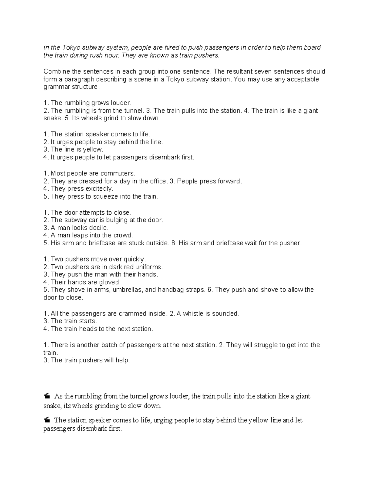 Tokyo practice - In the Tokyo subway system, people are hired to push ...