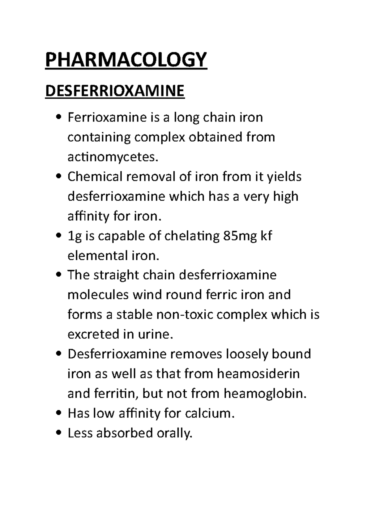 Desferrioxamine - Pharmacology lecture notes by medical professors ...