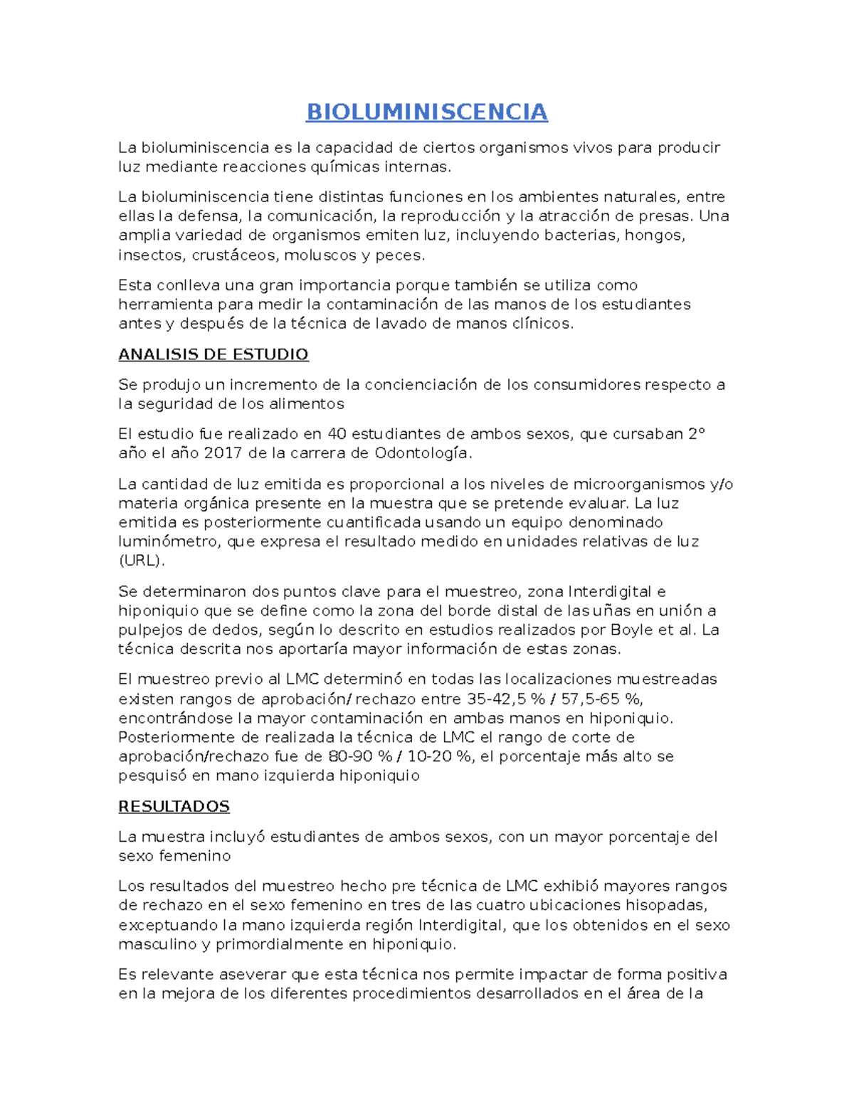 Microbiologia Bioluminiscencia - BIOLUMINISCENCIA La bioluminiscencia ...