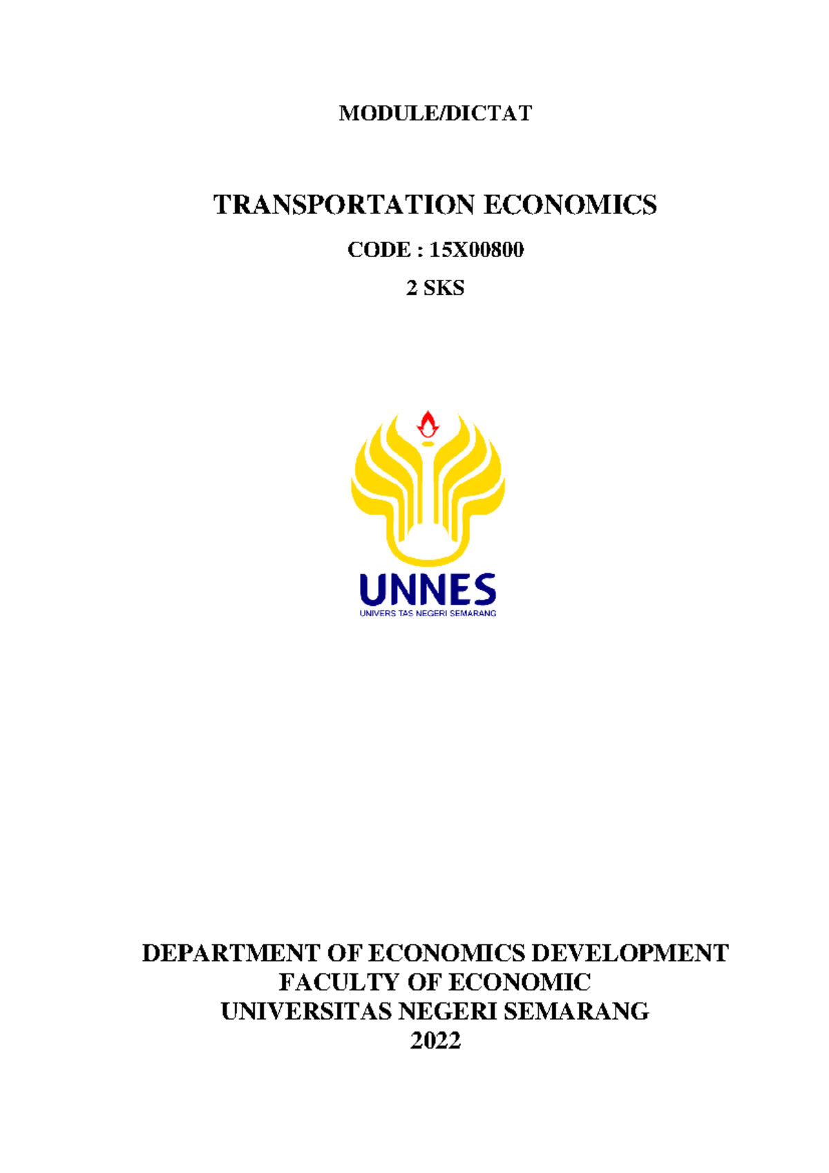 Bahan Ajar Transportation Economics 2022 - MODULE/DICTAT TRANSPORTATION ...