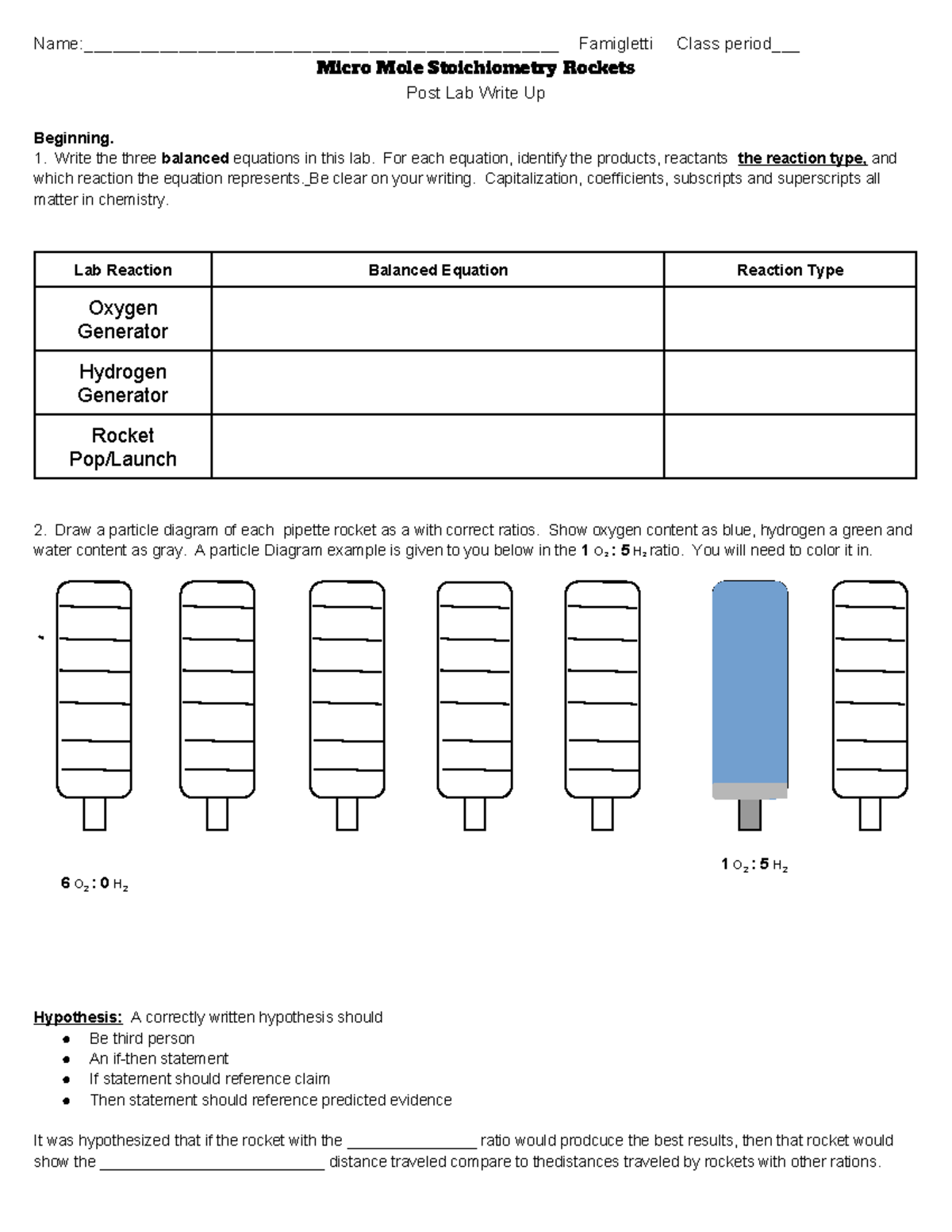Micro Mole rockets lab - Name ...