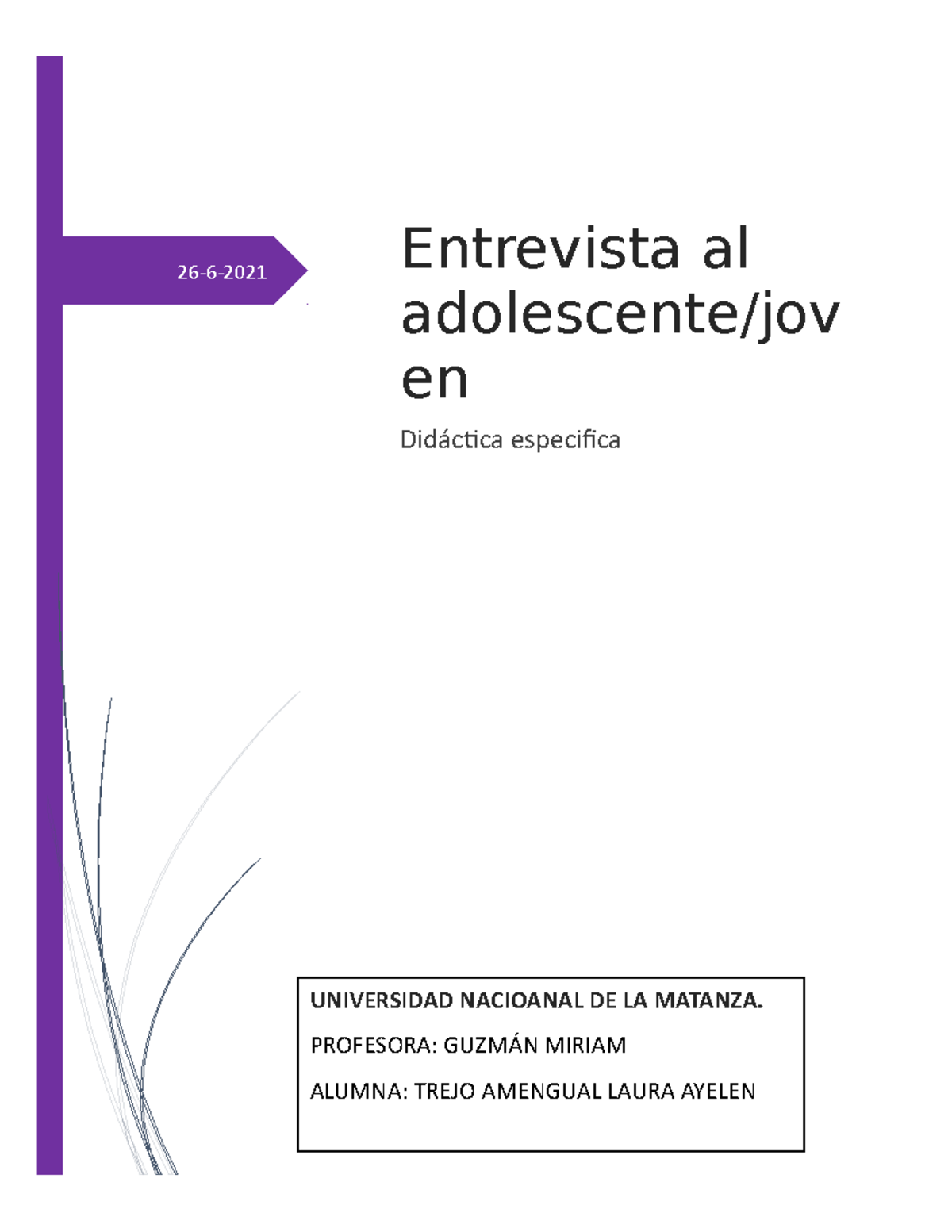 Entrevista al adolescente Trabajo Practico Parte 1 - 26-6-2021 ...