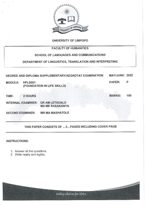 HFLS001 - UL - Foundation In Life Skills - Studocu