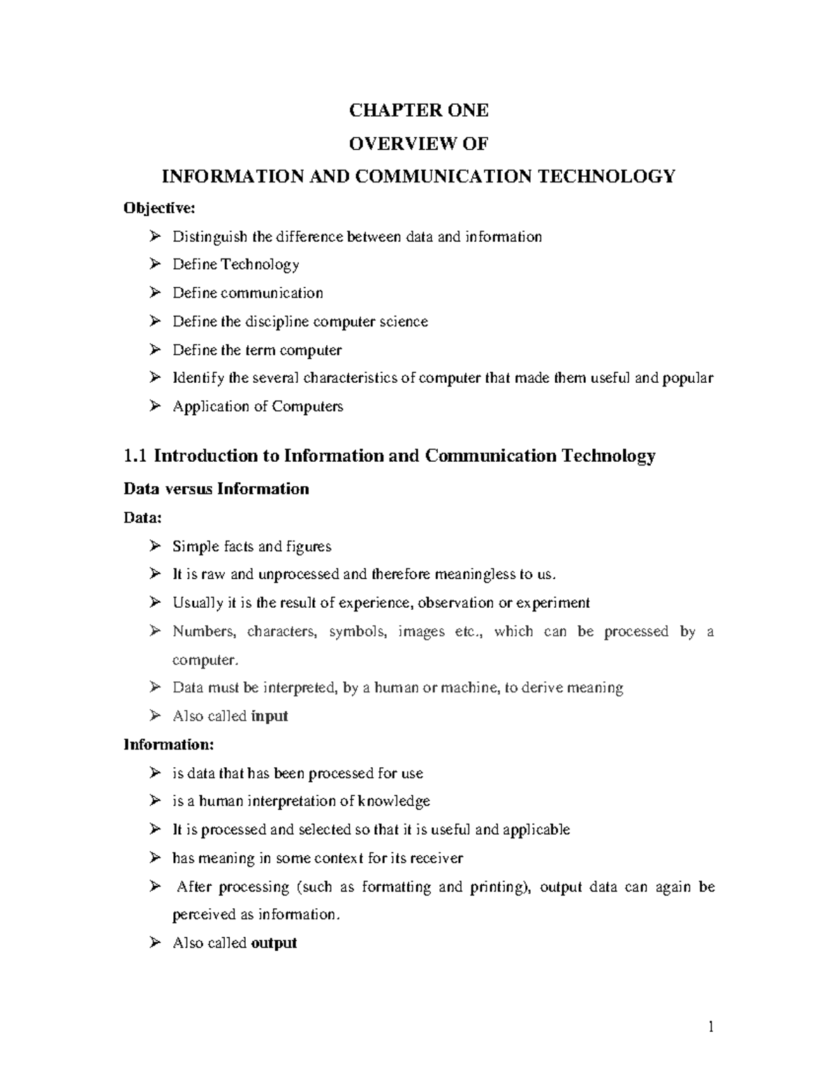 Chapt-1 - it is good for me - CHAPTER ONE OVERVIEW OF INFORMATION AND ...