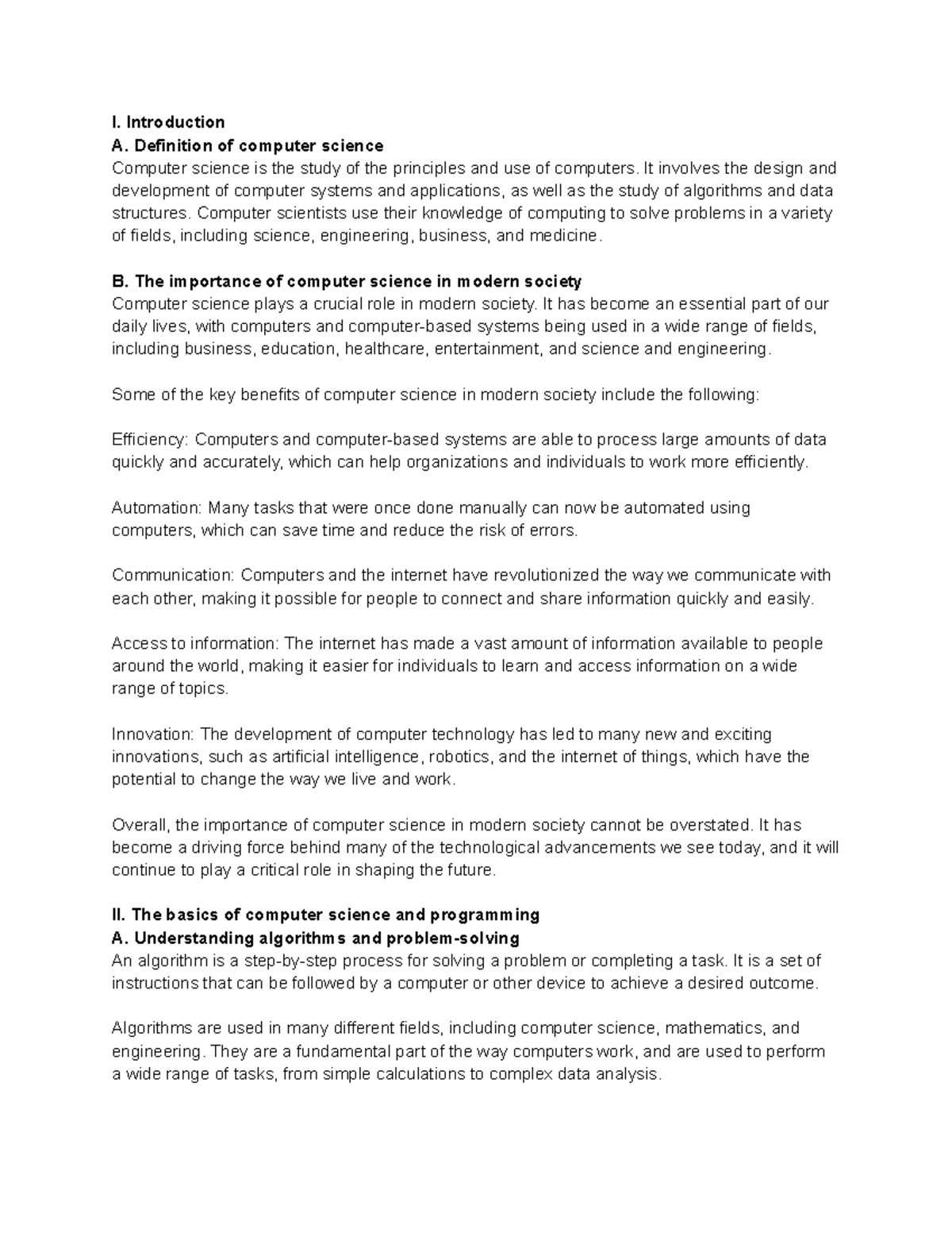 Cs50 Introduction To Computer Science Notes Part 1 I Introduction A Definition Of Computer