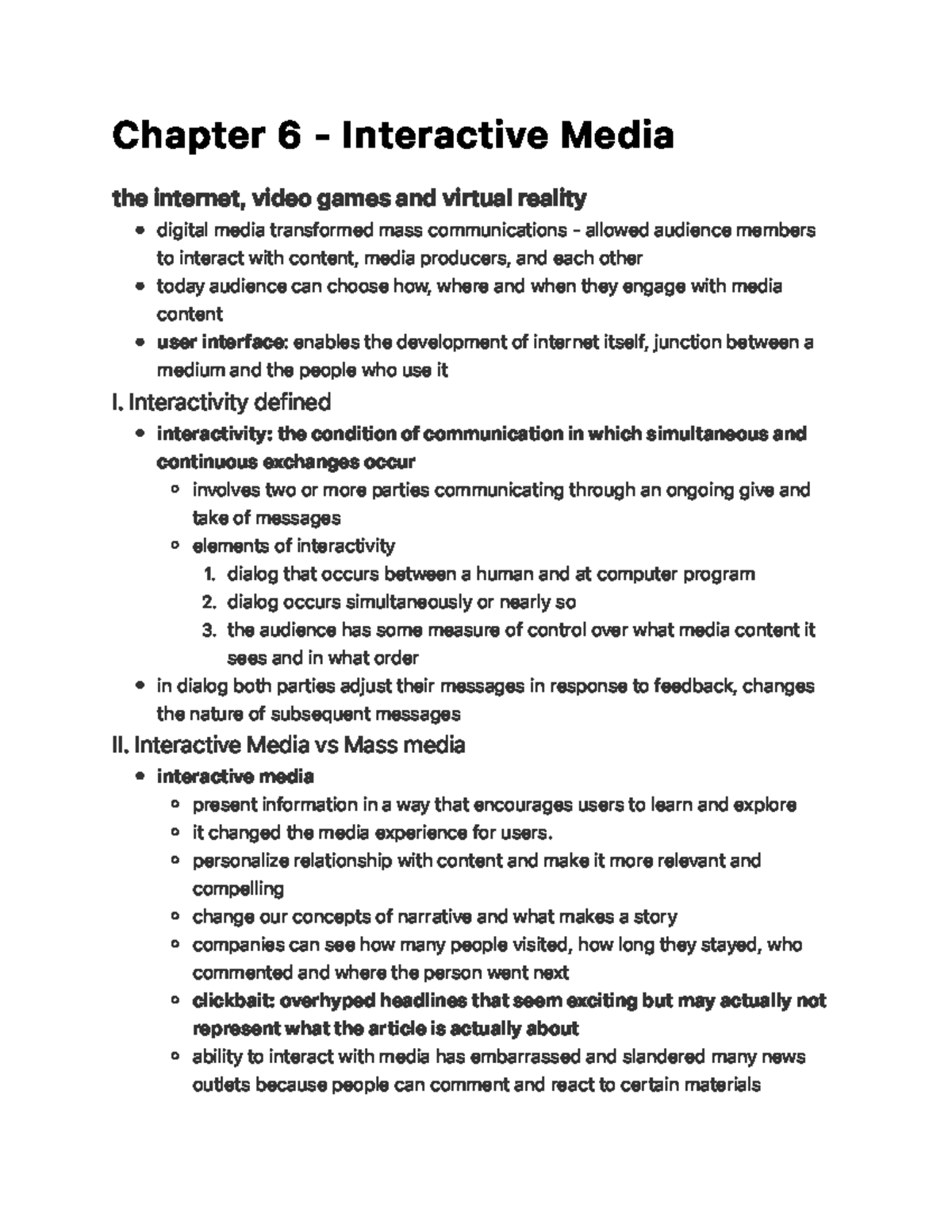 Chapter 6 - Interactive Media - C h a p te r 6 - I n te ra c t i ve M e d i a the internet ...