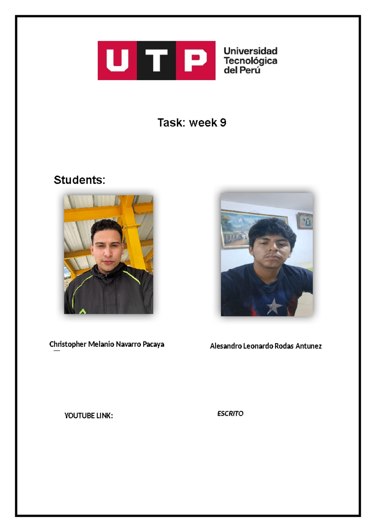 TASK 9 Escrito - ingles, tarea - Task: week 9 Students: Christopher Melanio Navarro Pacaya ...