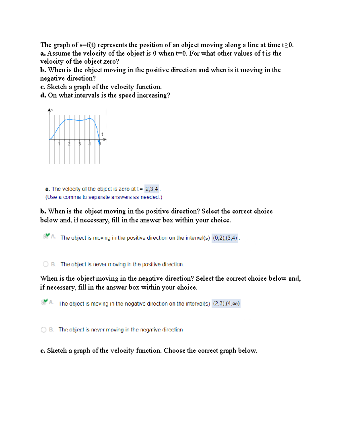 HW Section 11 - Teach by Prof.Weidong Chen - The graph of s=f(t) represents the position of an ...