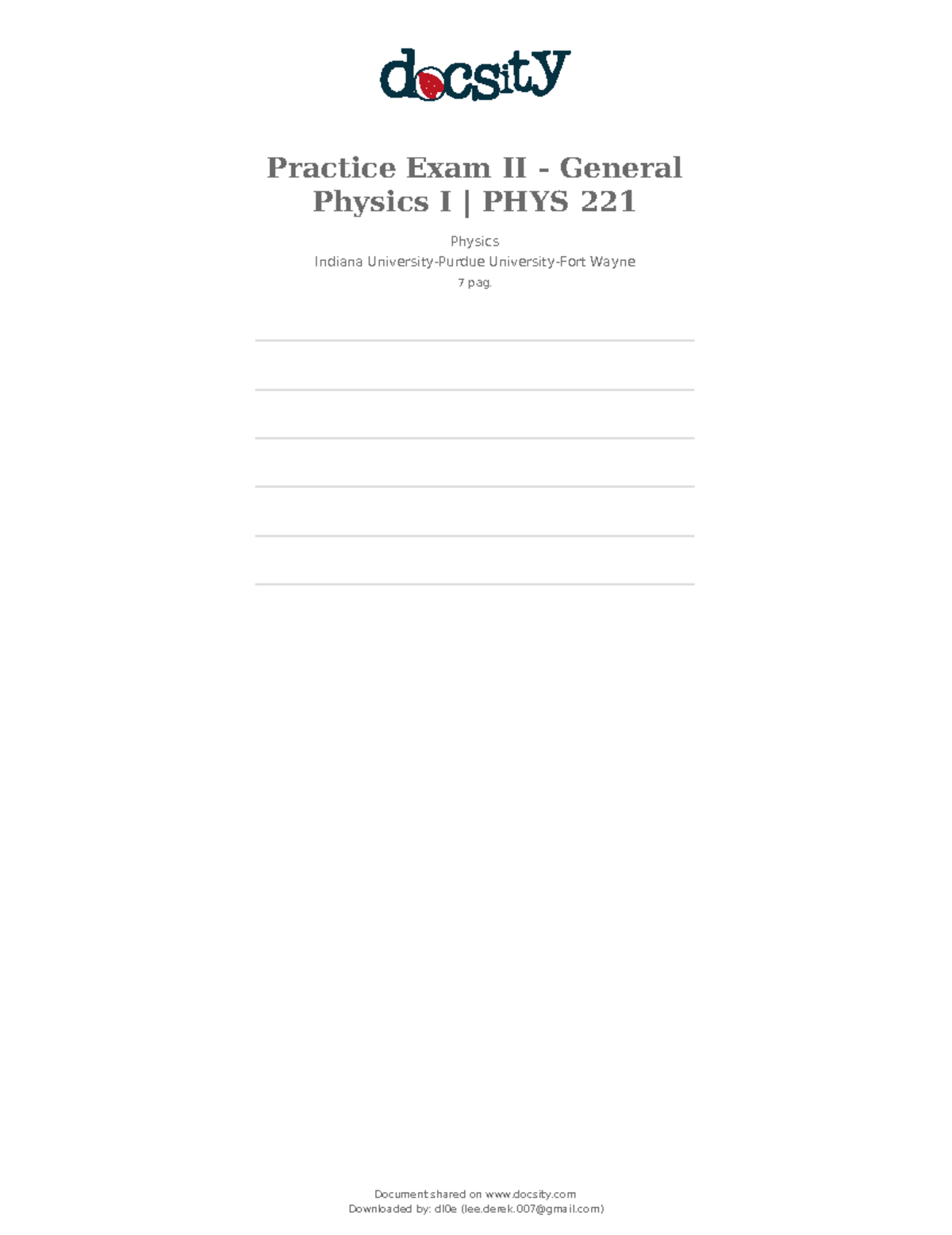 practice exam ii general physics i phys 221 - Practice Exam II - General Physics I | PHYS 221 ...
