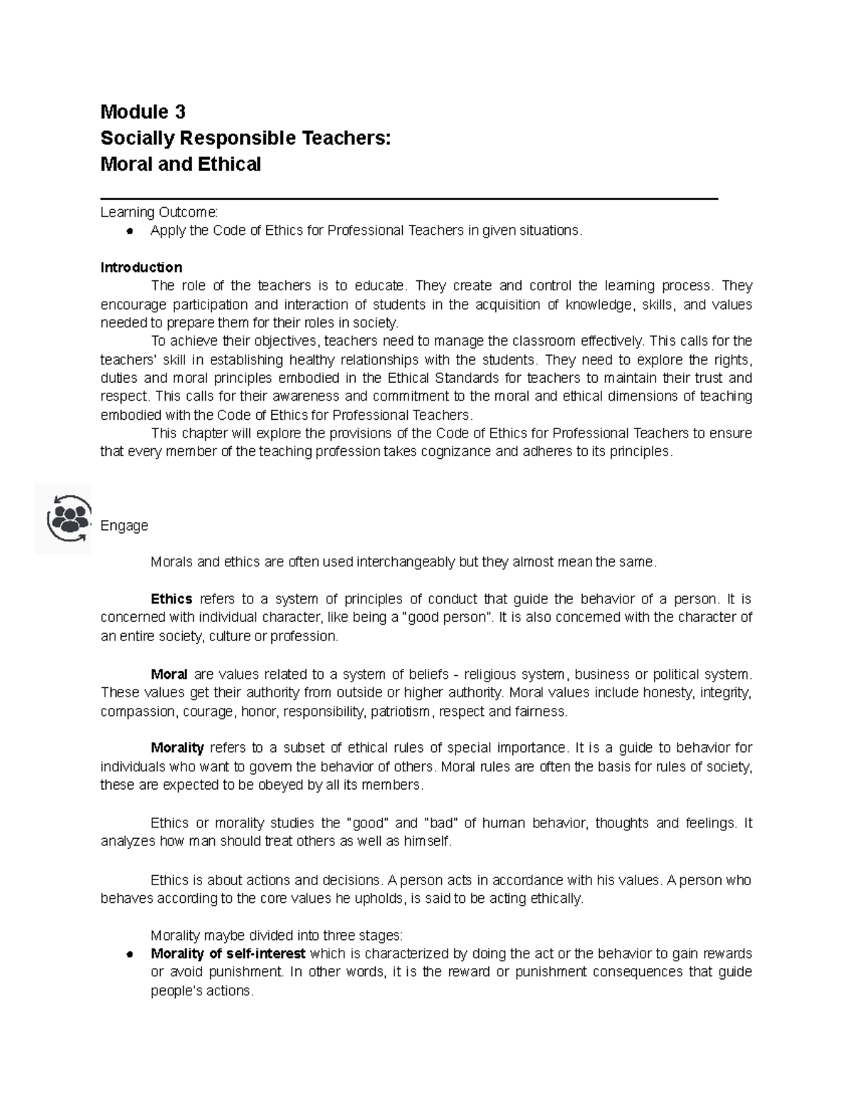 Module 3 TP - Module 3 Socially Responsible Teachers: Moral and Ethical - Studocu