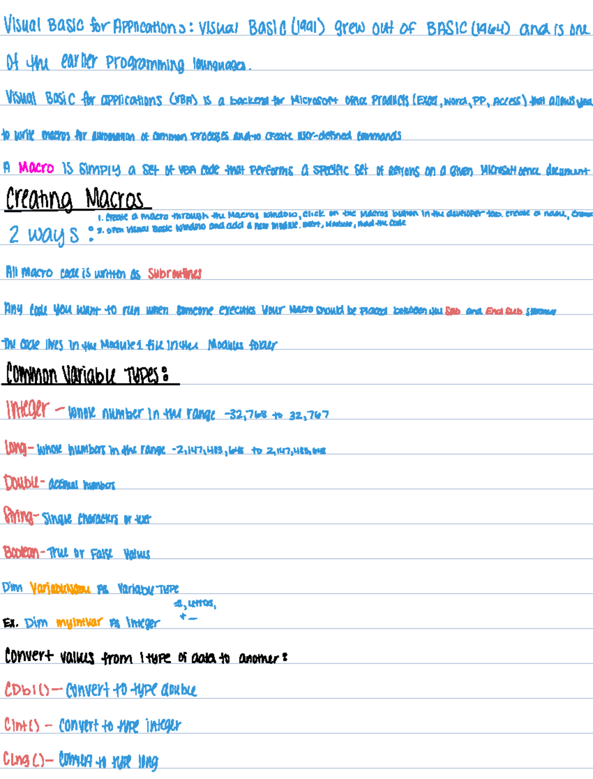 Note Mar 19, 2024 - Week11 - SualBasicforApplications Visual Basic 1991 grewout of BASIC 1964 ...