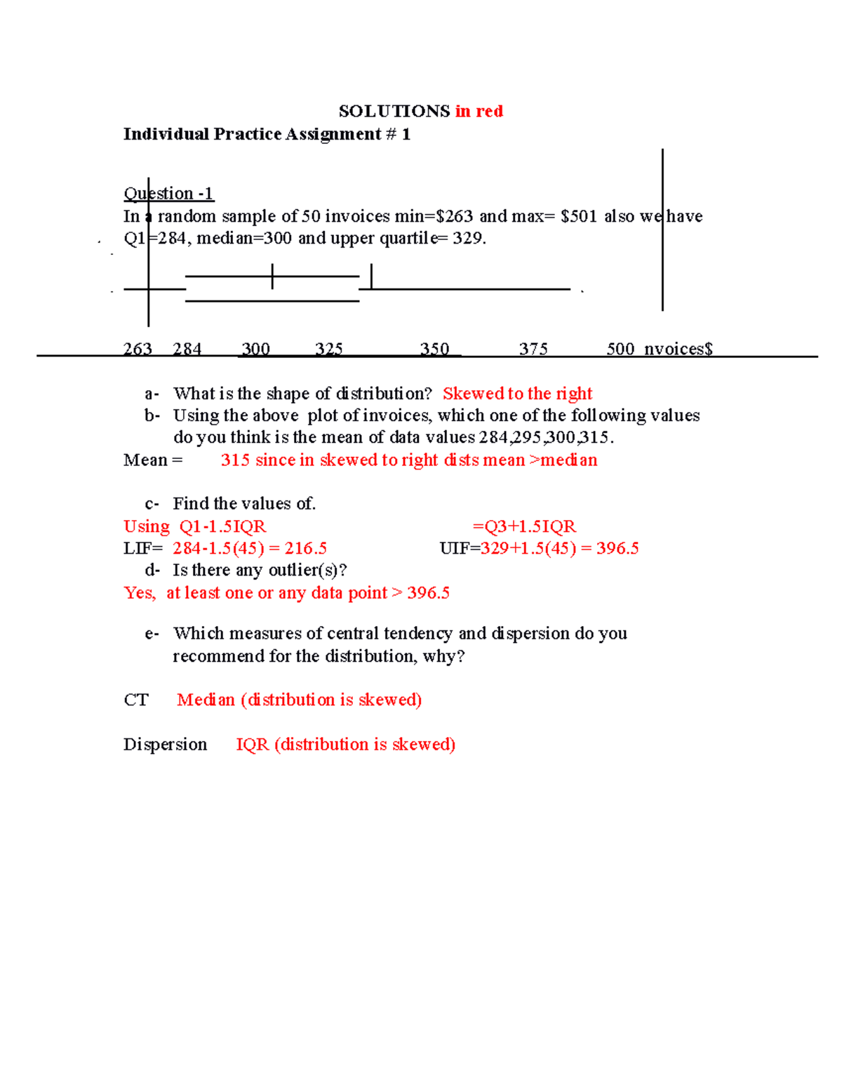 Answersl Individual Practice Assig #1 - SOLUTIONS in red Individual ...