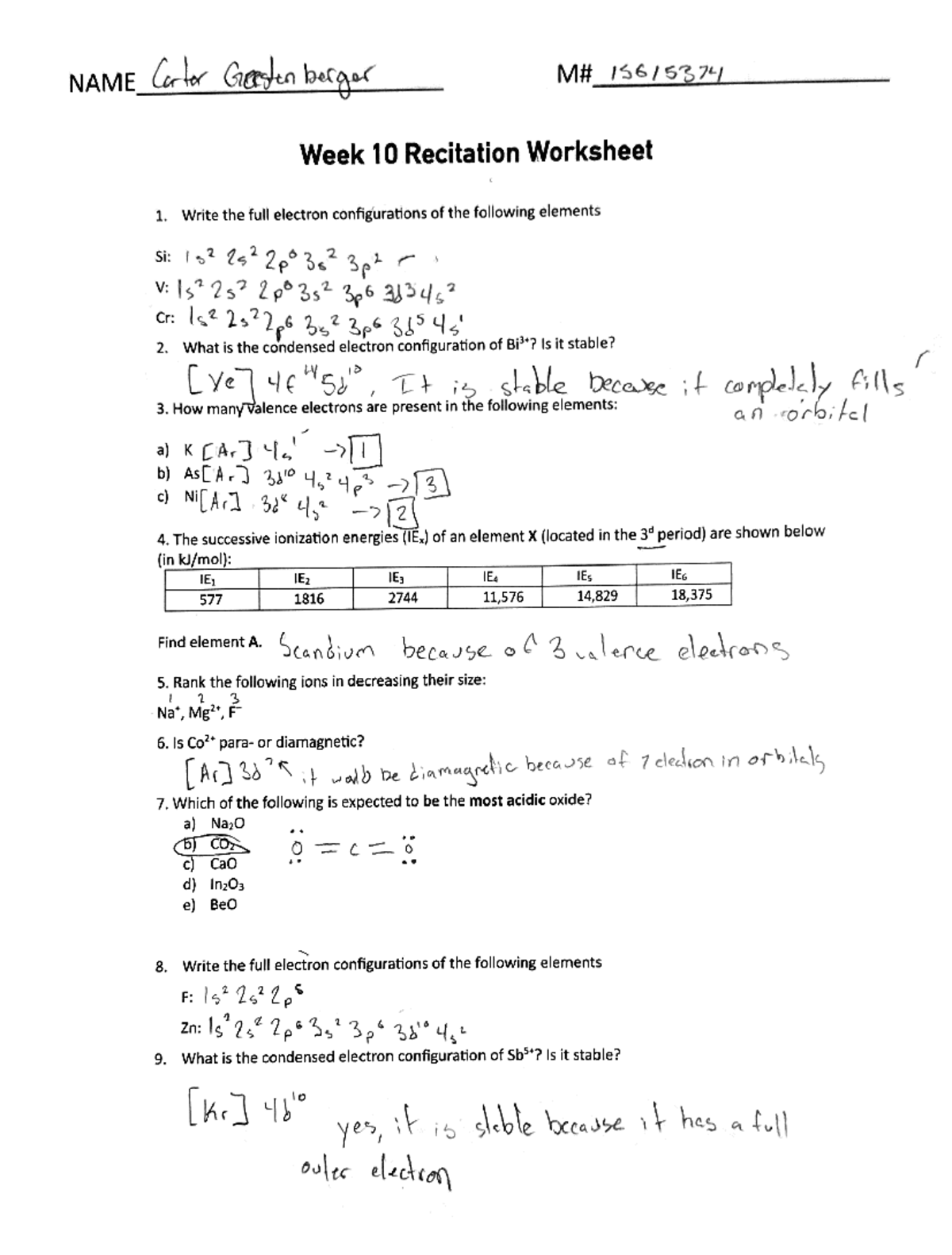 Week10rec with completed Challenge - CHEM1040 - Studocu
