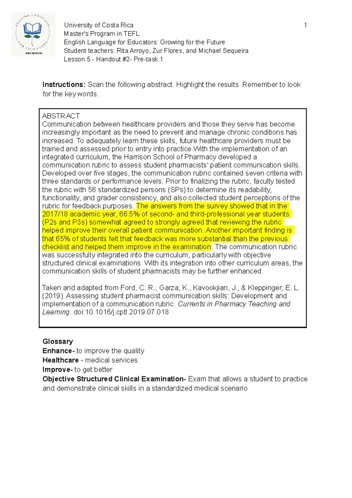 Handout #2-Lesson 5 - SSS - University of Costa Rica 1 Master's Program ...