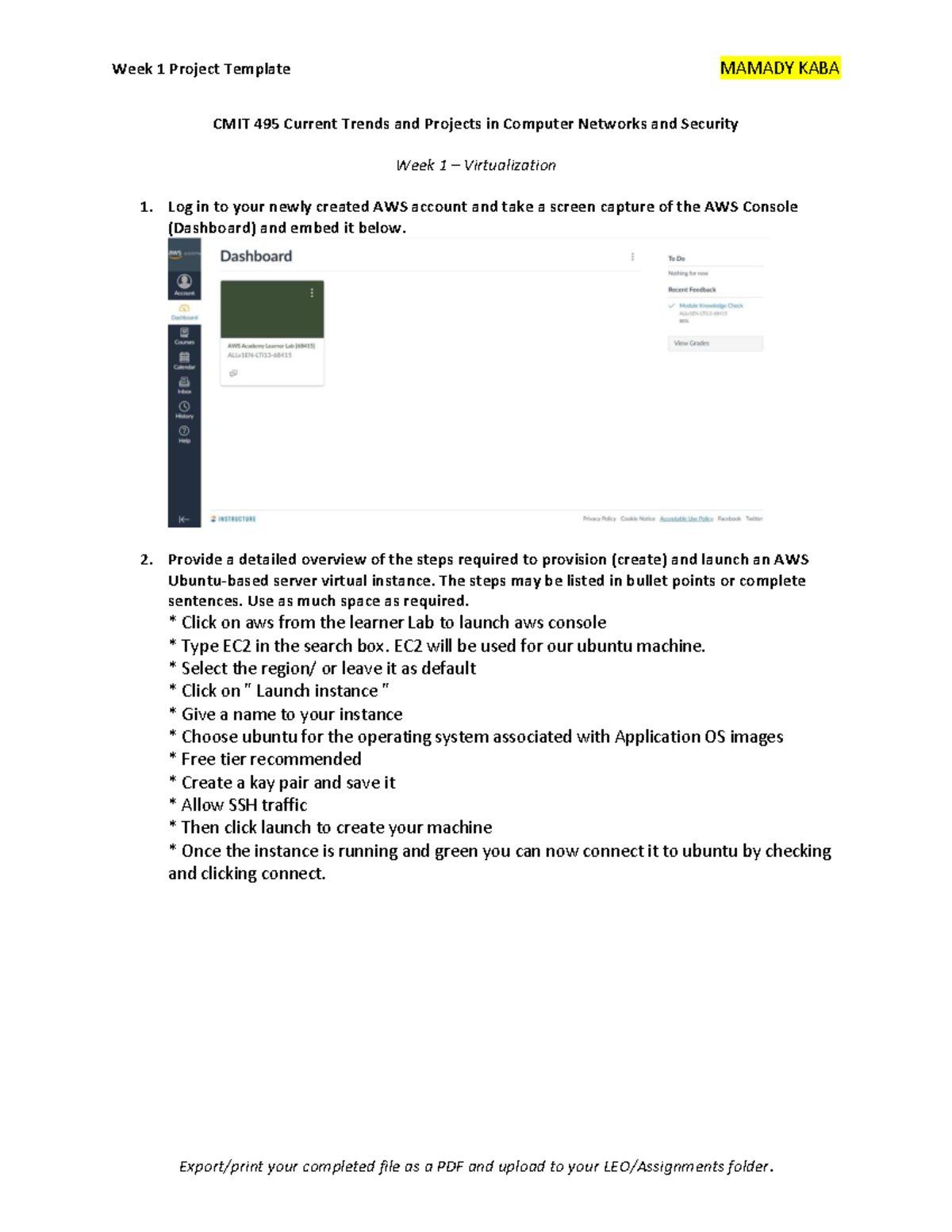 Virtualization Assignment - CMIT 495 Current Trends and Projects in Computer Networks and ...