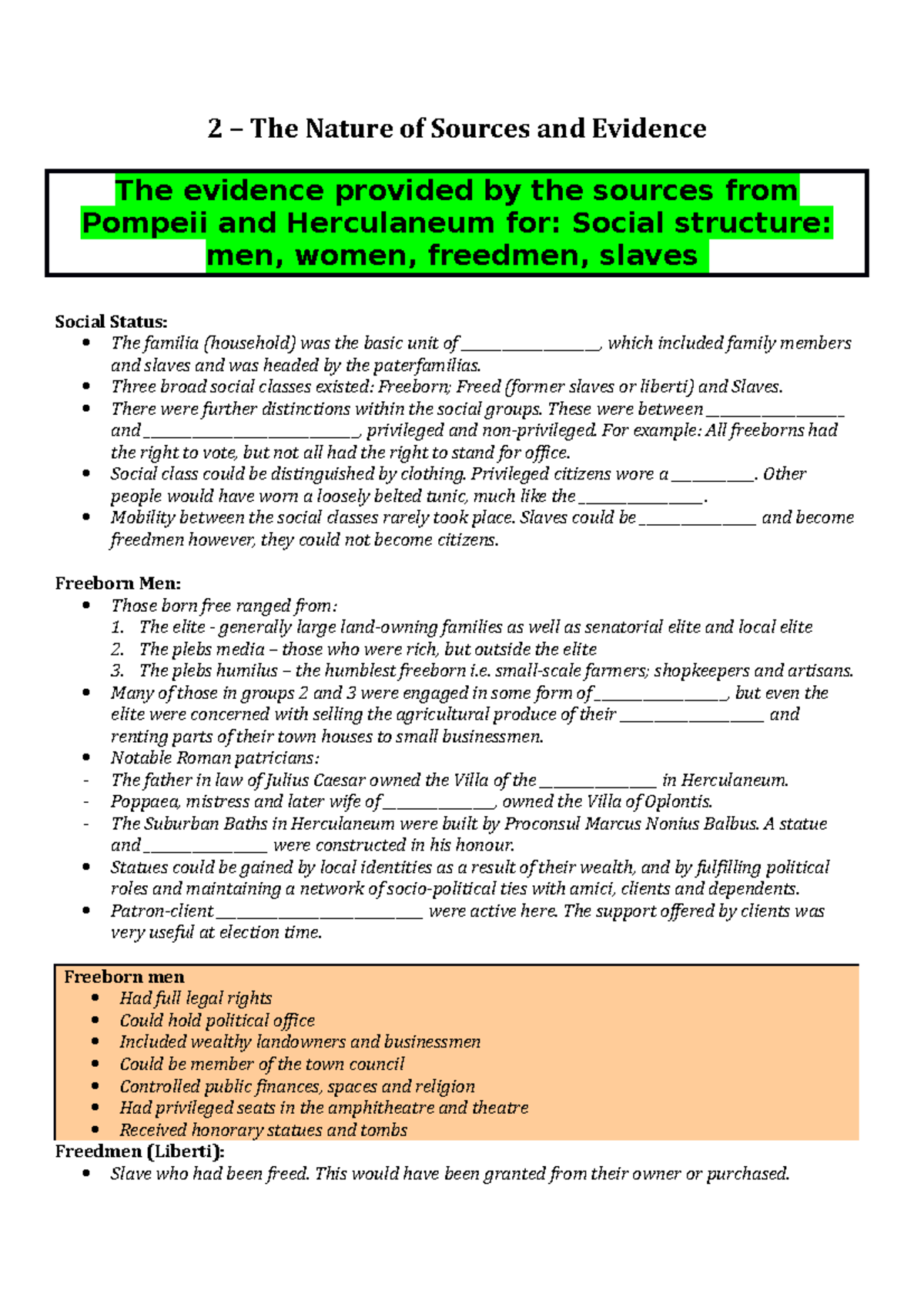 7. Evidence - Social structure - Activities - 2 – The Nature of Sources ...