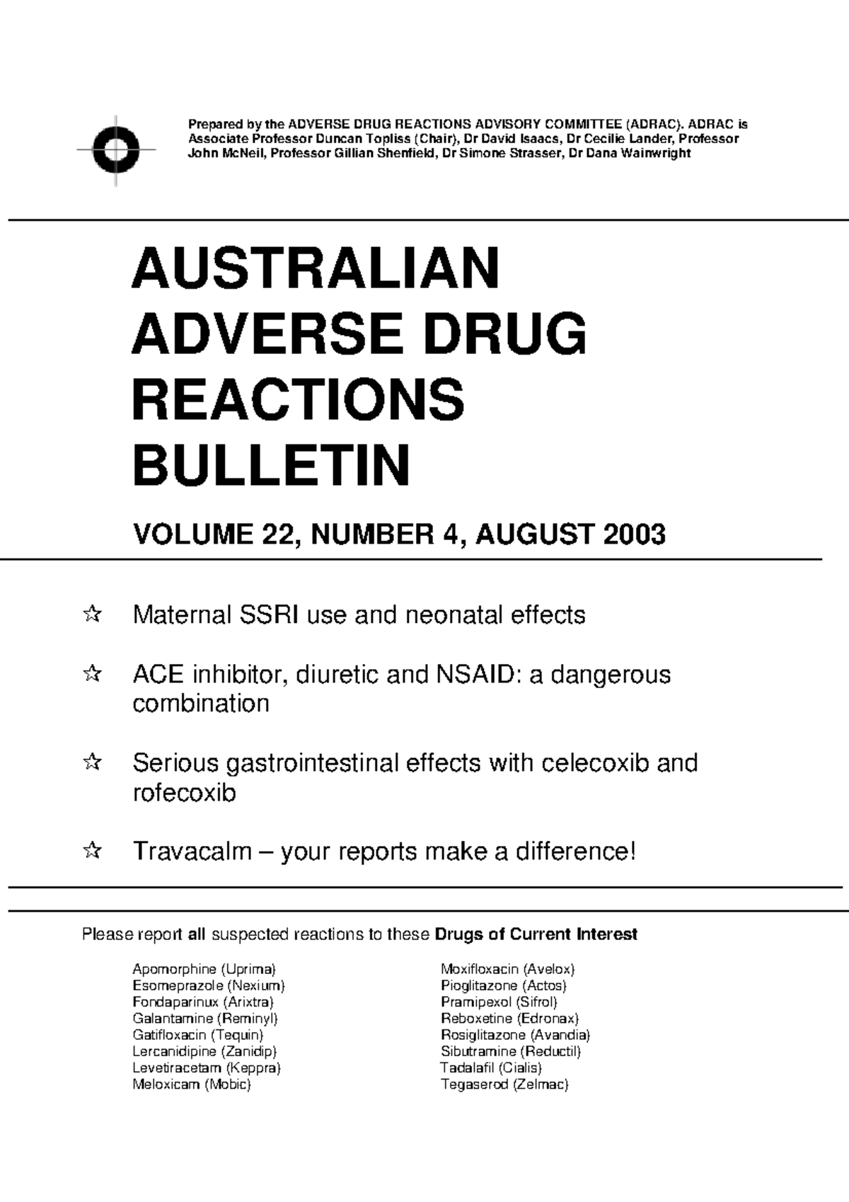 Adrac Triple Whammy 2003 - Prepared by the ADVERSE DRUG REACTIONS ...