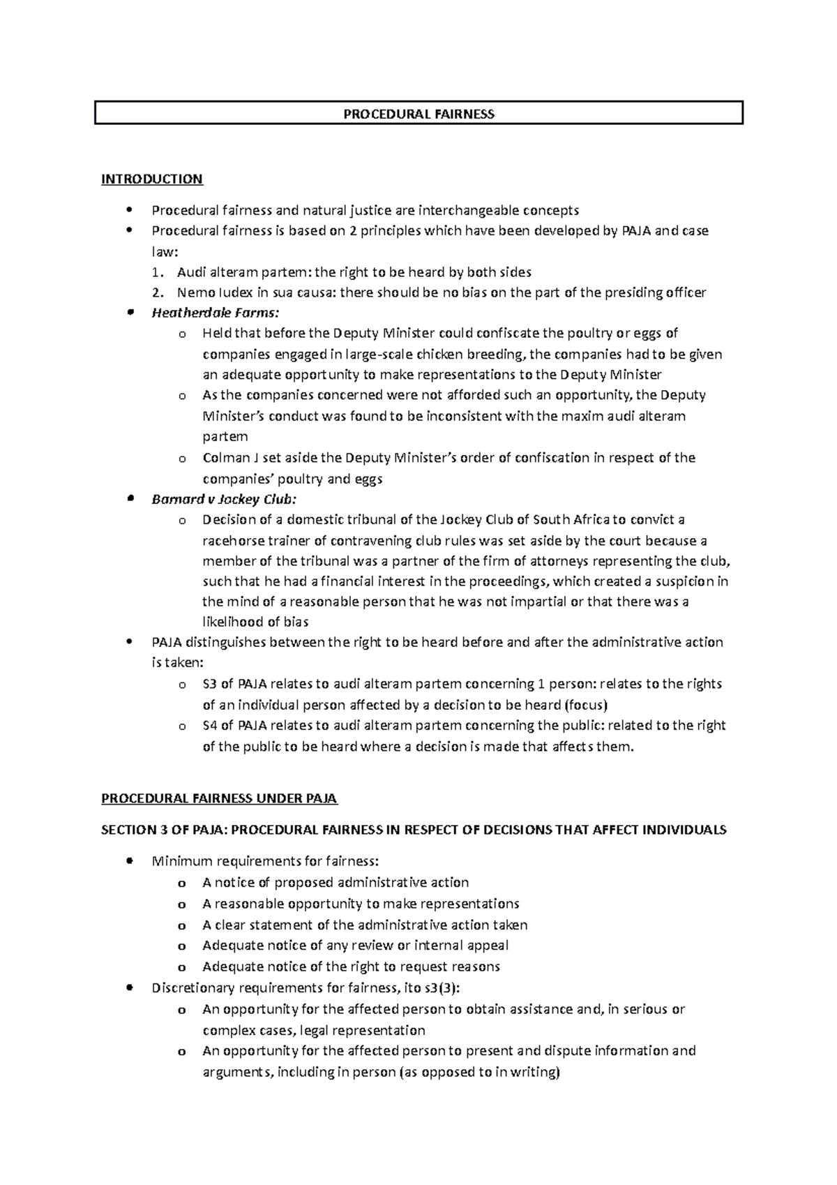 Admin Chapter 7 - PROCEDURAL FAIRNESS INTRODUCTION Procedural fairness ...