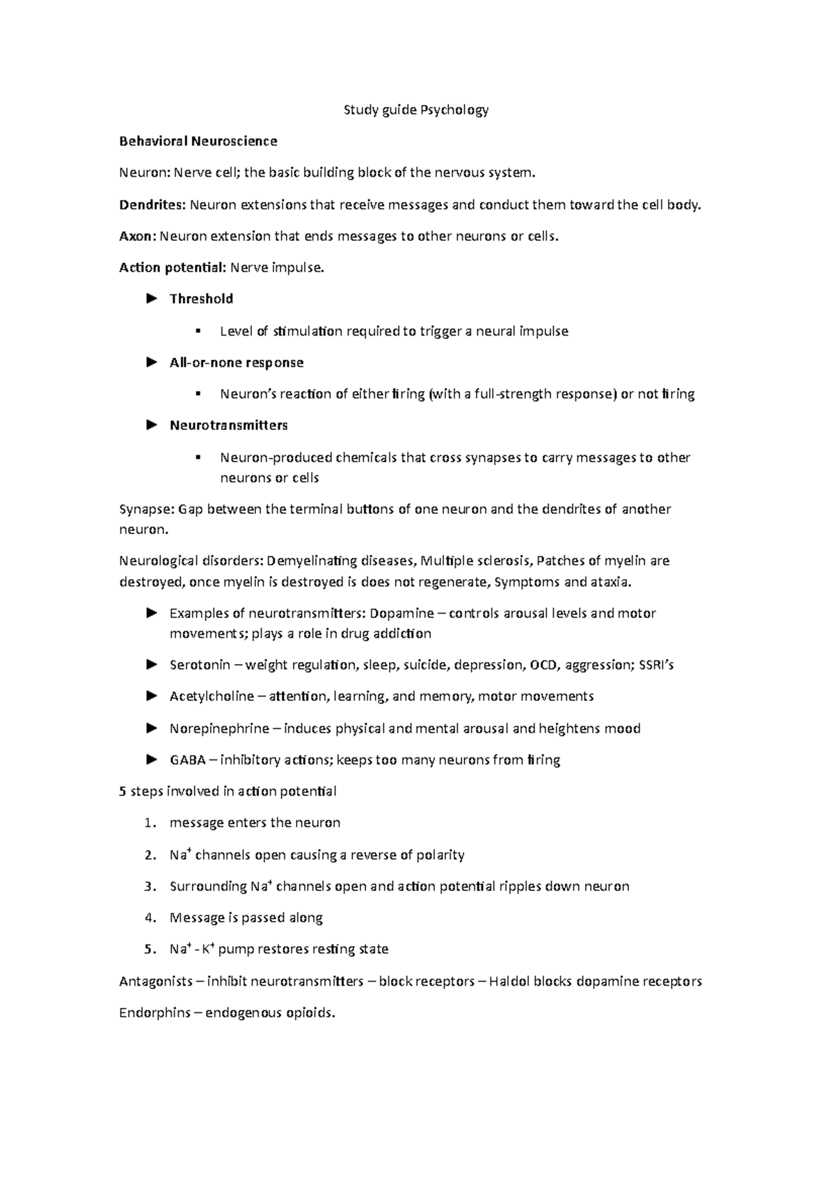 Study guide Psychology notes - Study guide Psychology Behavioral ...