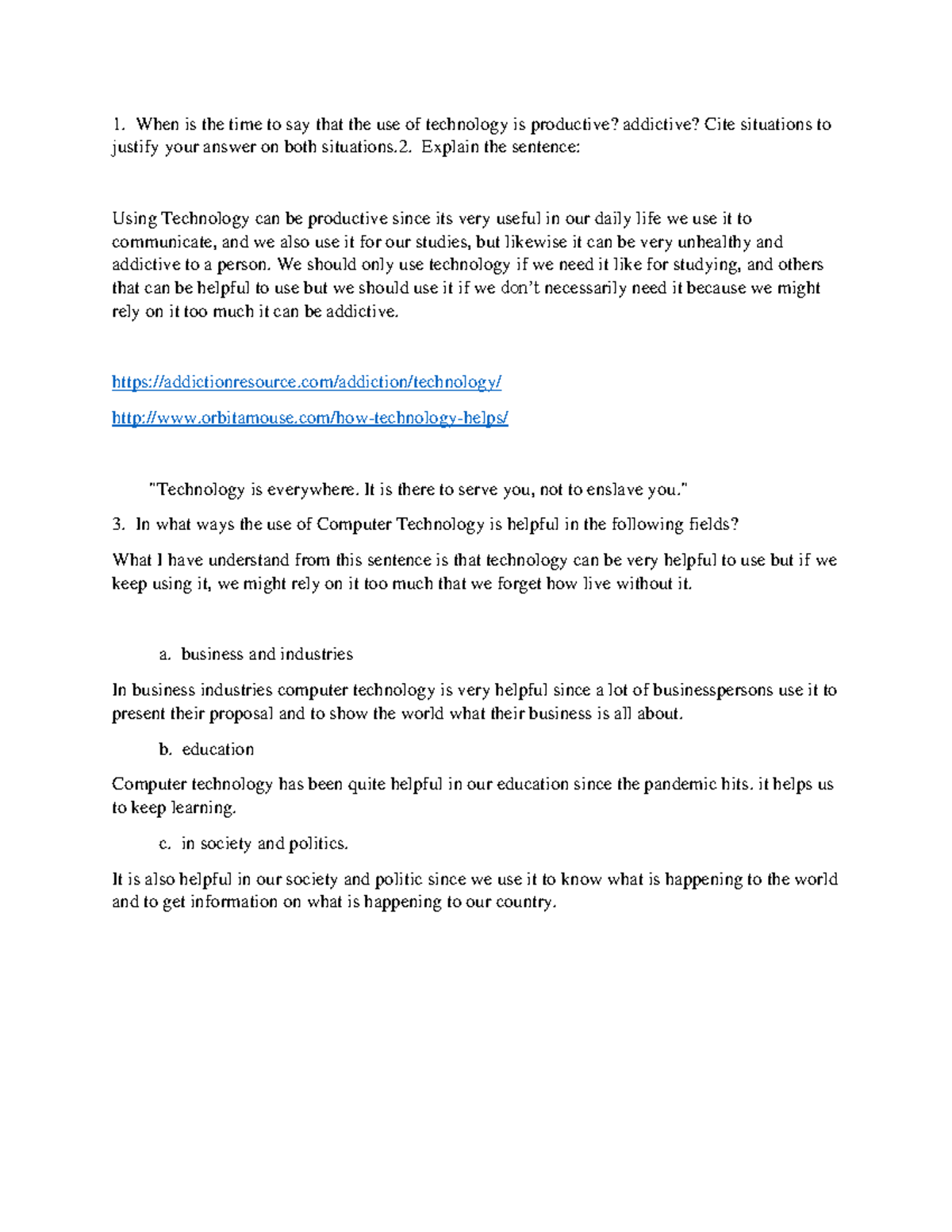 Discussion Board 2 - this is empowerment technology not technology and ...