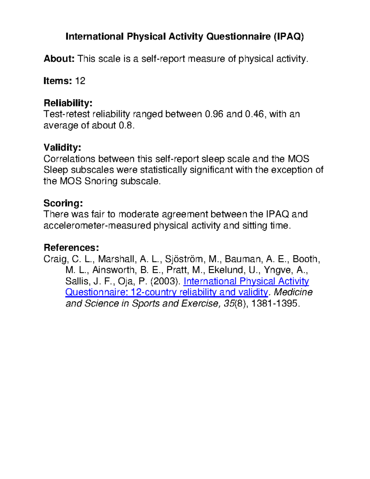 IPAQ website - PhEd11 - International Physical Activity Questionnaire ...