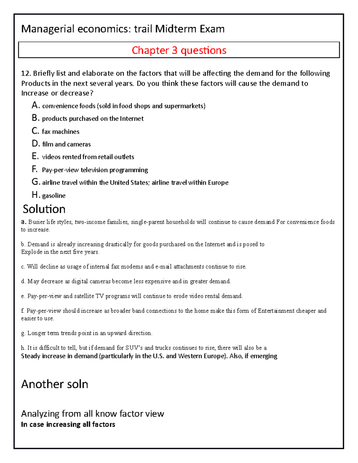 New+exam+trail+quastion with ans - Managerial economics: trail Midterm ...