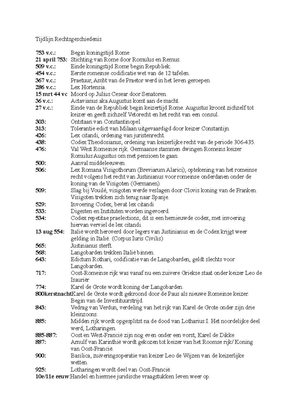 Tijdlijn Rechtsgeschiedenis - : Begin koningstijd Rome 21 april 753 ...