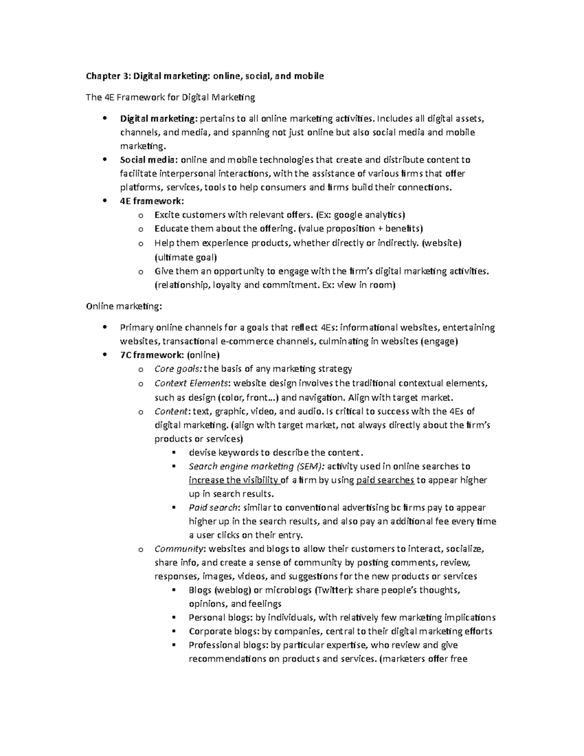 Chapter 3 note mkt 3000 - Some note from the textbook - Chapter 3 ...