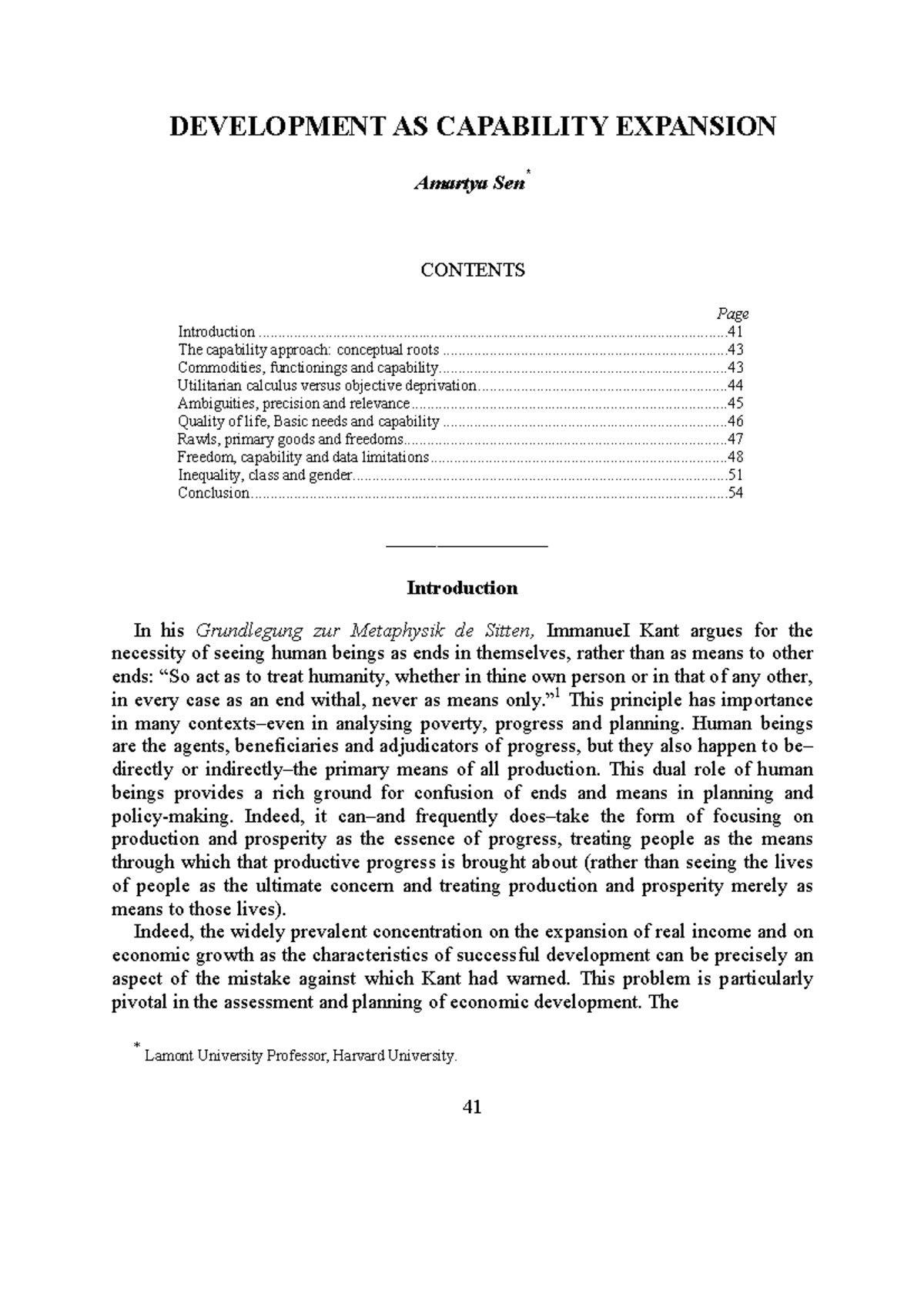 Development AS Capability Expansion - DEVELOPMENT AS CAPABILITY ...