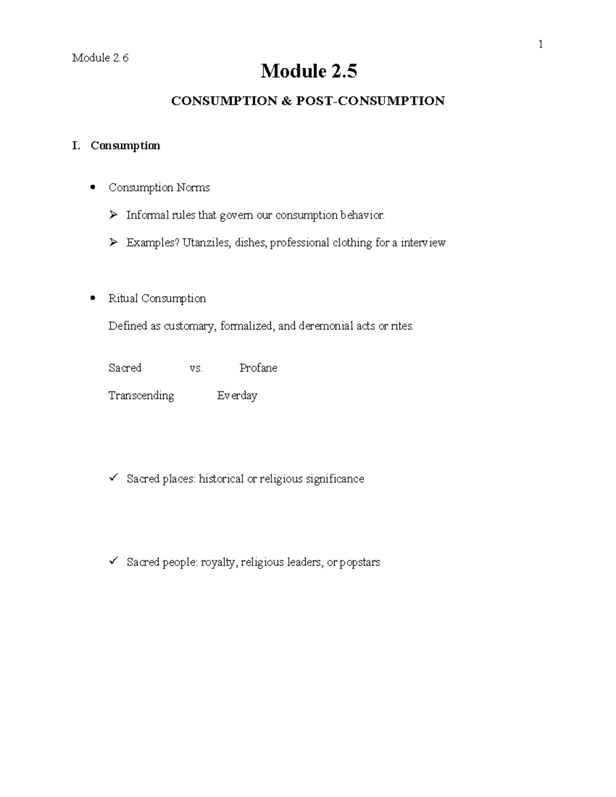 Handout Module 2 - Module 2. CONSUMPTION & POST-CONSUMPTION I ...