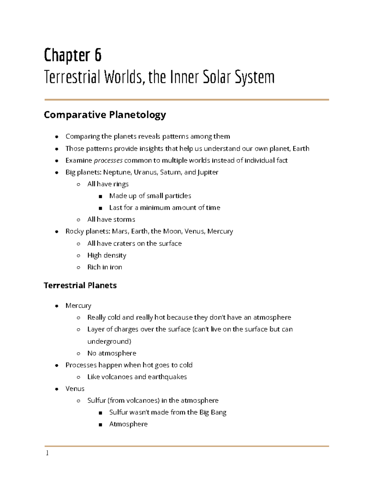 ASTR Ch. 6 & 8 Notes - Olenka Hubickyj - Chapter 6 Terrestrial Worlds ...